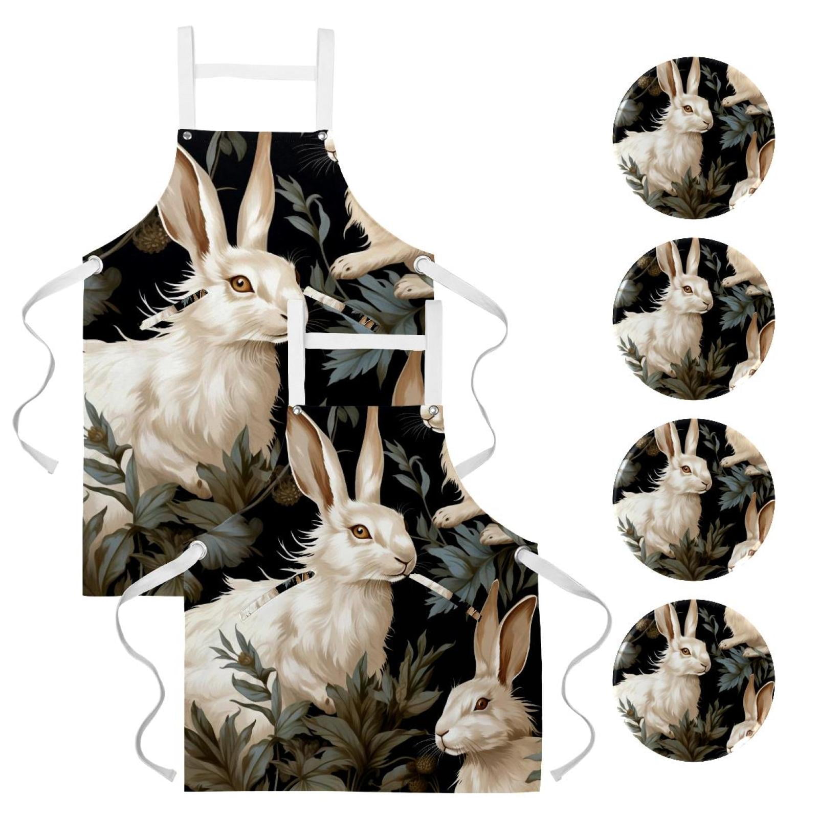 Rabbit Button Art 2 Pack Waterproof Apron with Pockets and Badges ...
