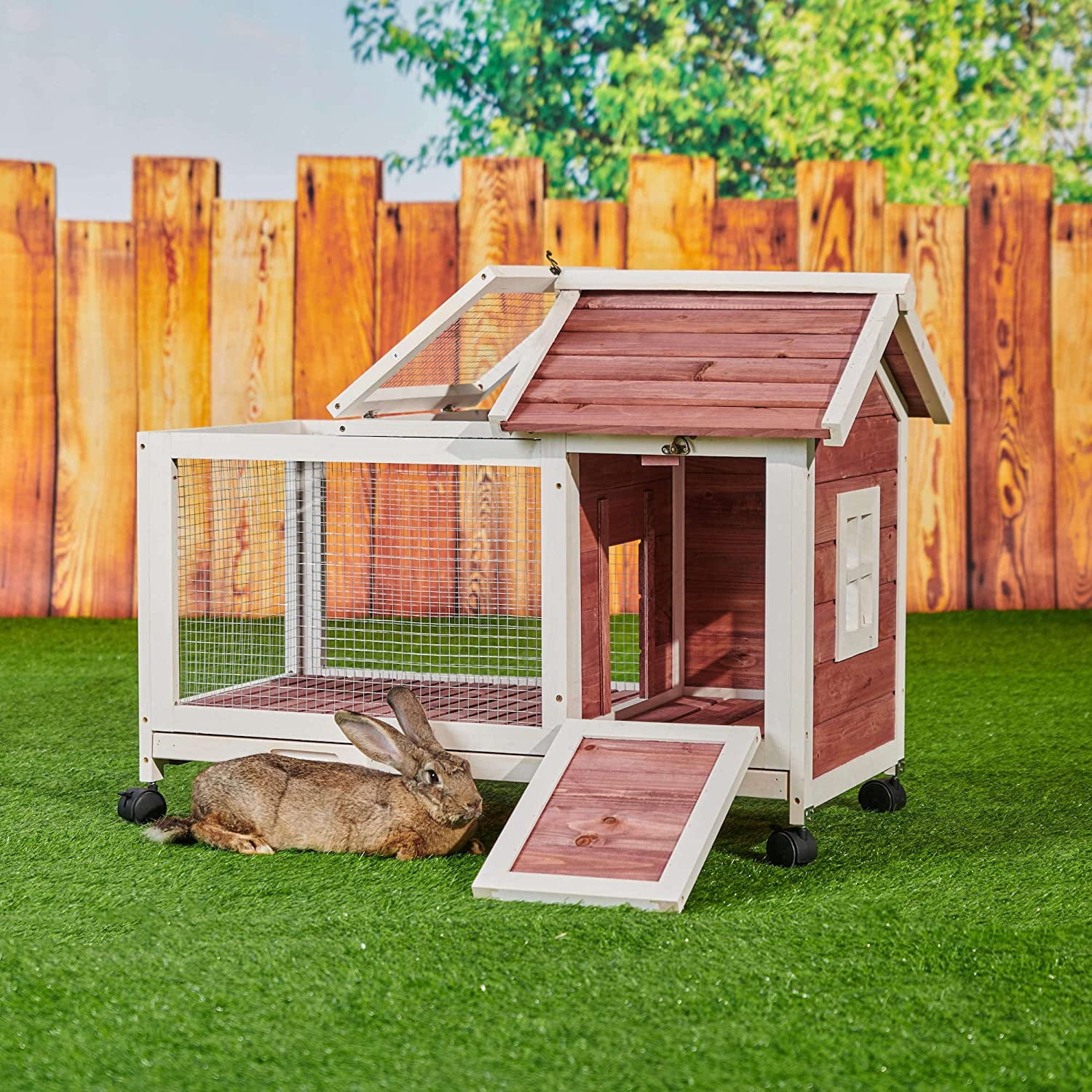 Rabbit Cage Indoor Rabbit Hutch, Outdoor Rabbit Hutch Bunny Cage with ...