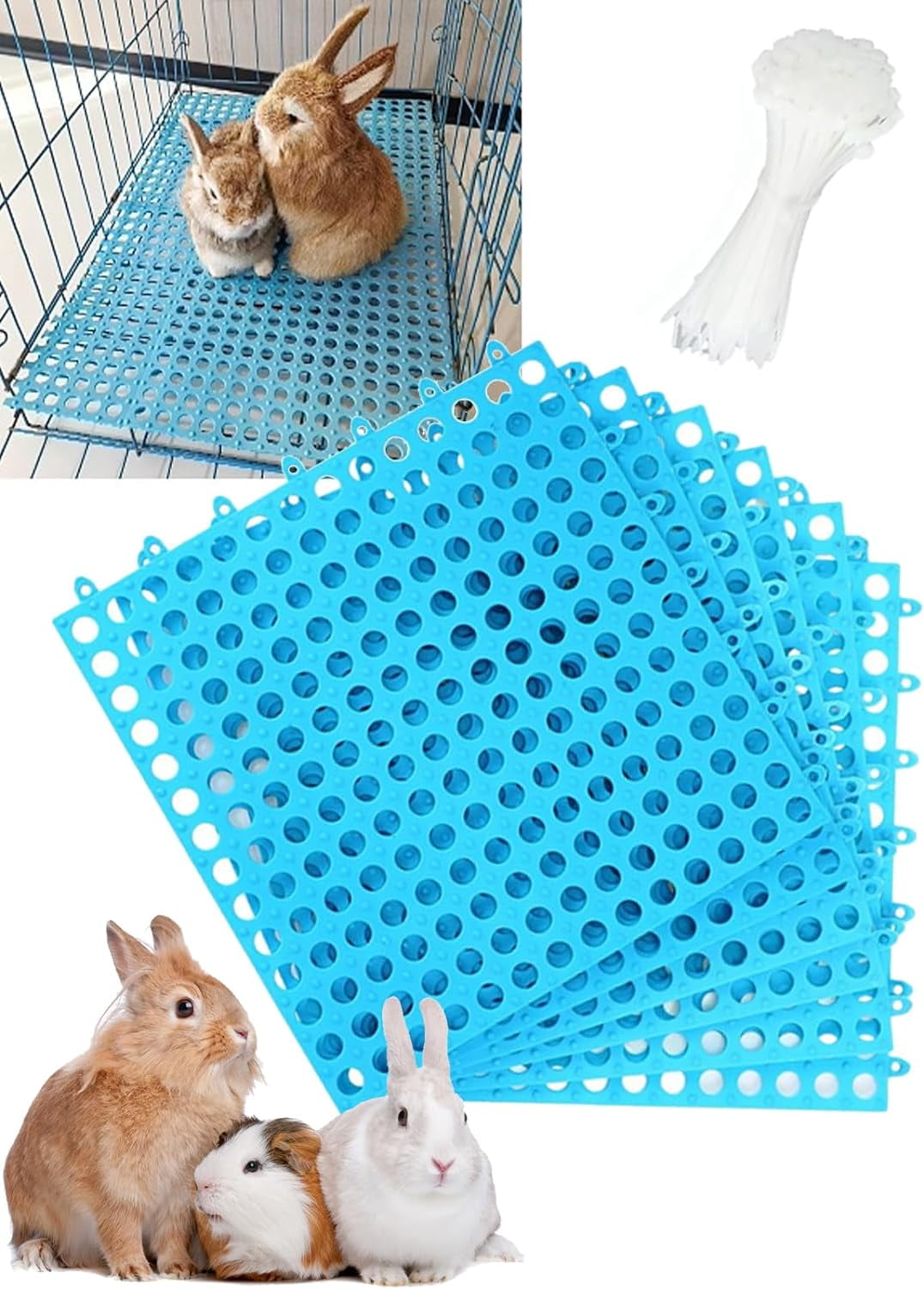 Rabbit Cage Mat for Feet - Pack of 8 Plastic Rabbits Resting Mats ...