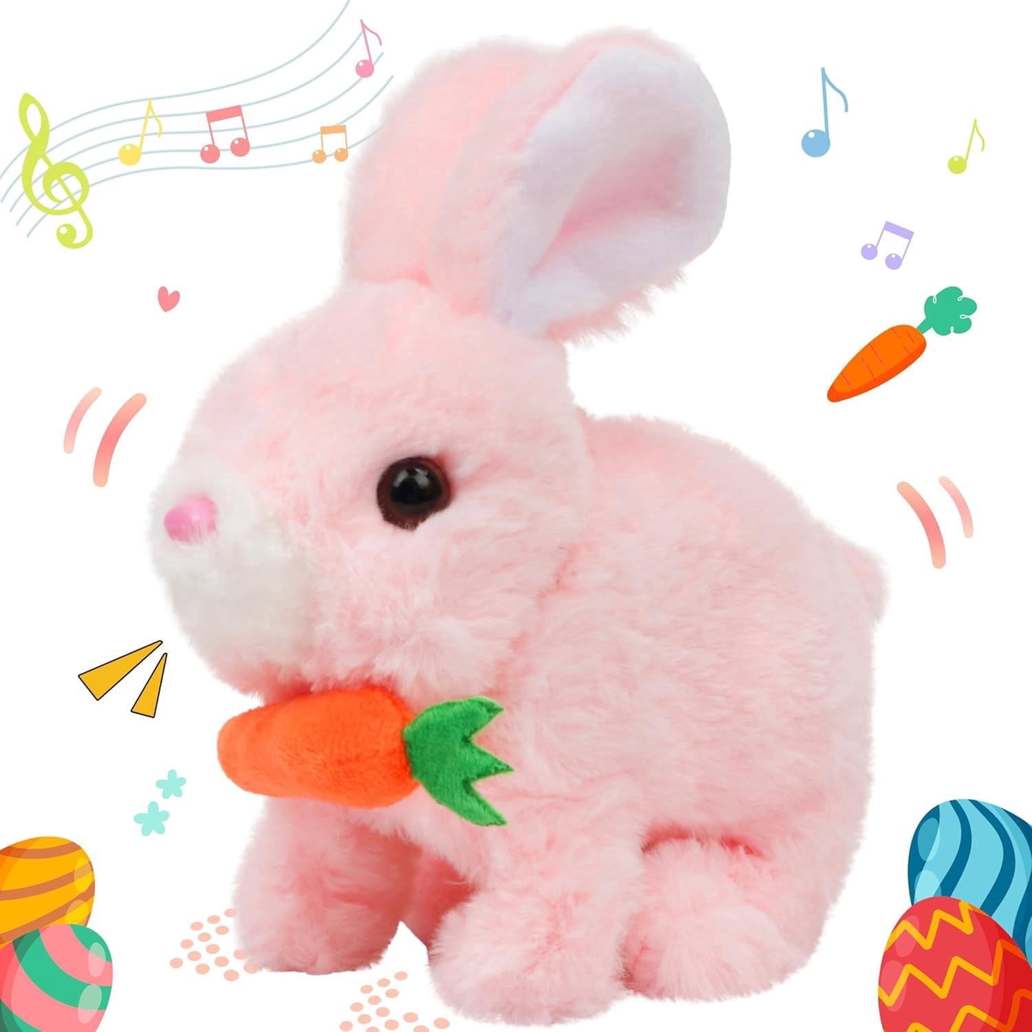 Rabbit with Carrot Interactive Electronic Pet Plush Bunny Toy with ...