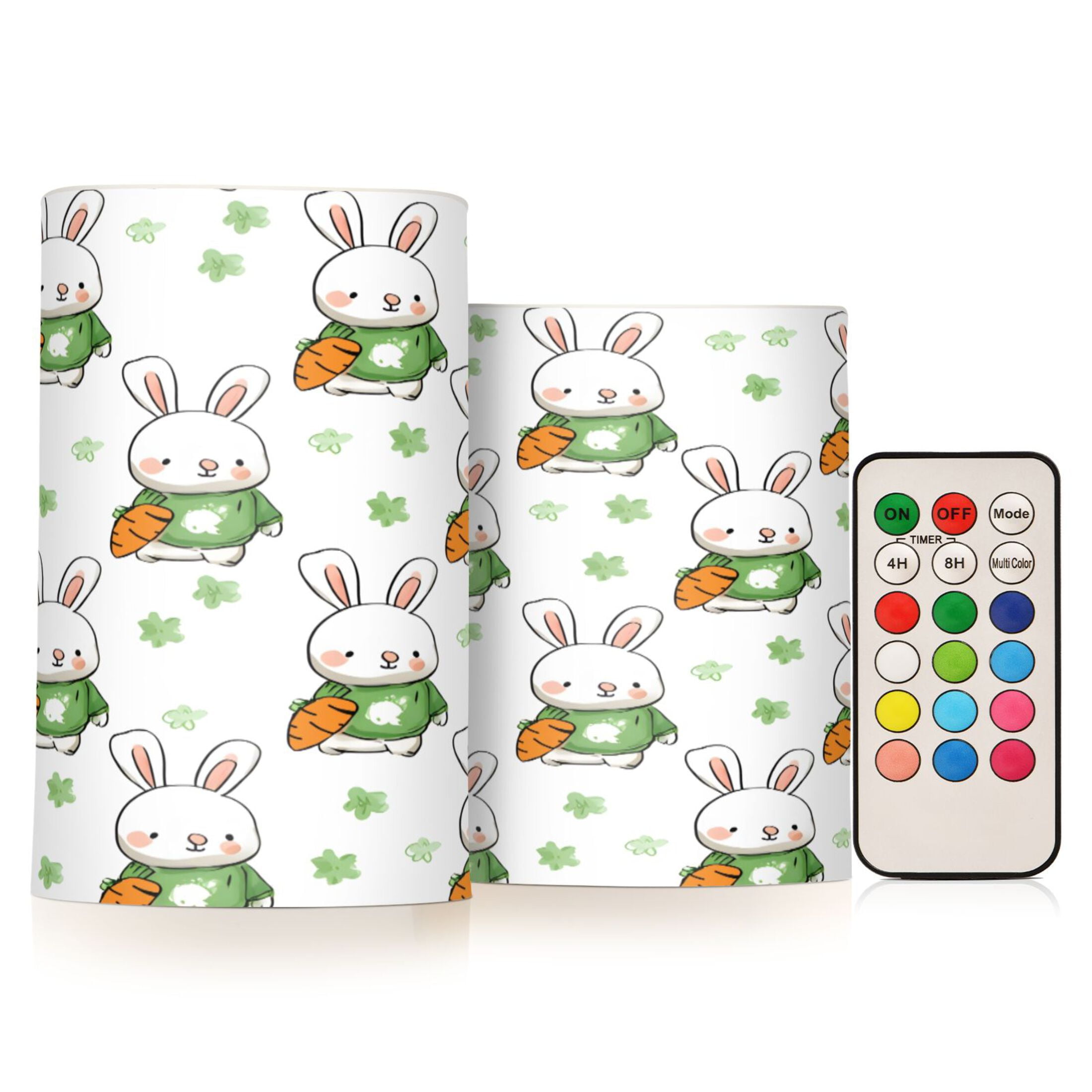 Rabbit Carrot Pattern Flameless LED Candle Set with Remote, Battery ...