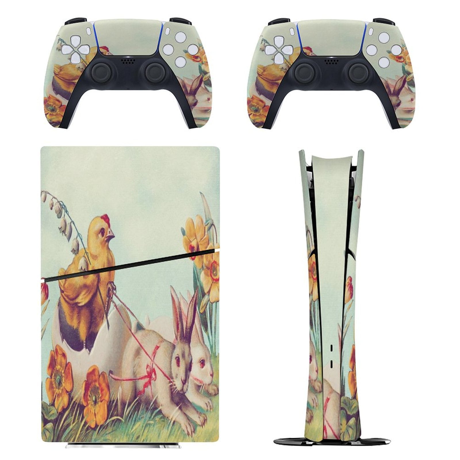 Rabbit, Chicken, Flower PS5/PS5 Slim Digital Disc Skin Sticker For ...