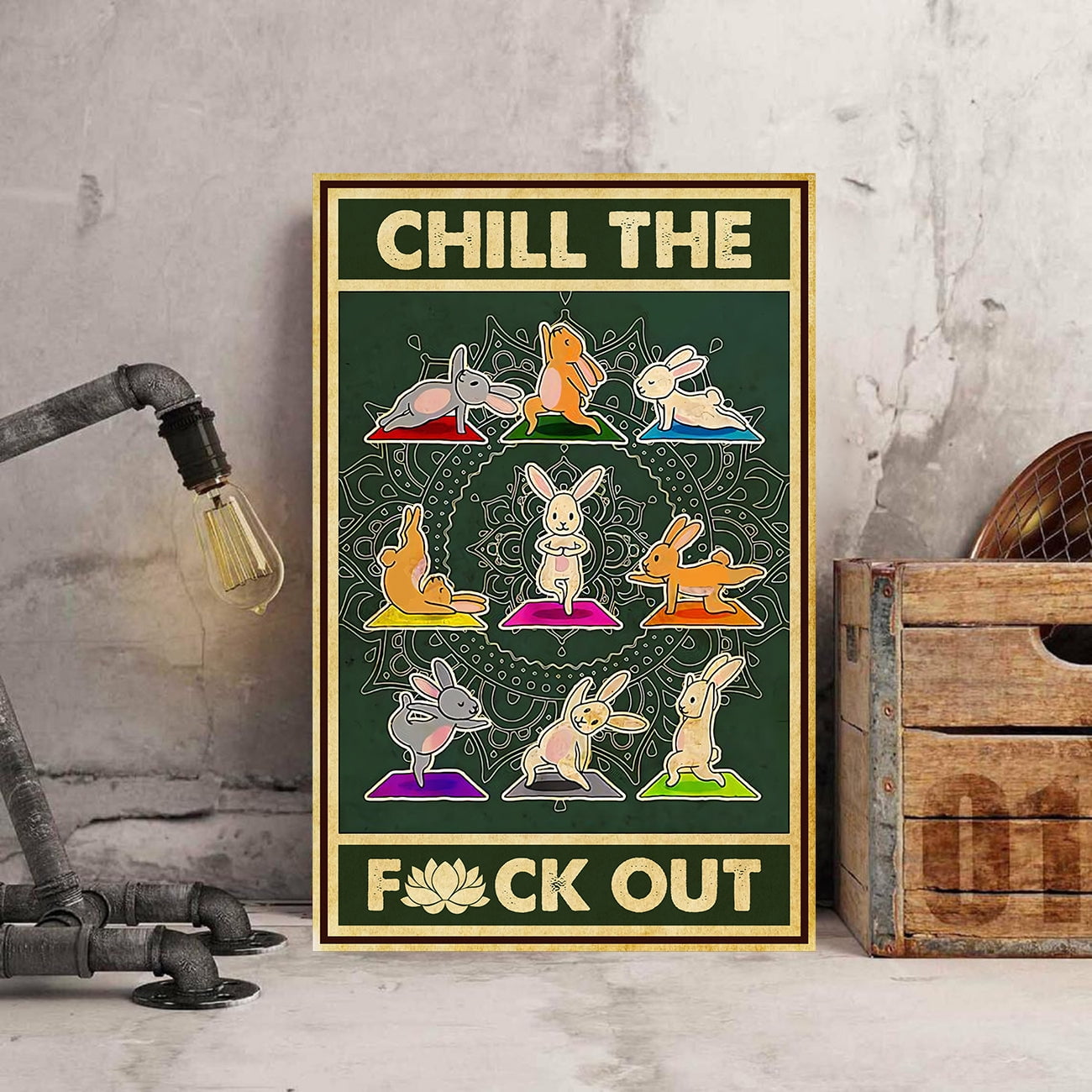 Rabbit Chill The Fck Out Yoga Poster 24 x 36 Inch Poster - Walmart.com