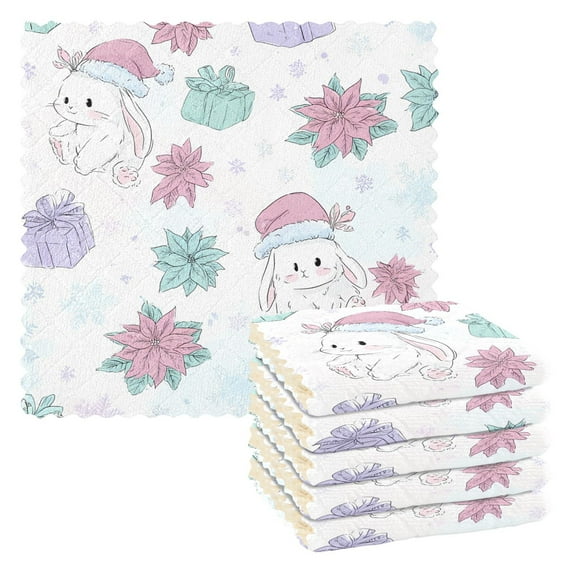 Rabbit Christmas Gift Kitchen Cloth Dish Towels for Drying Washing ...