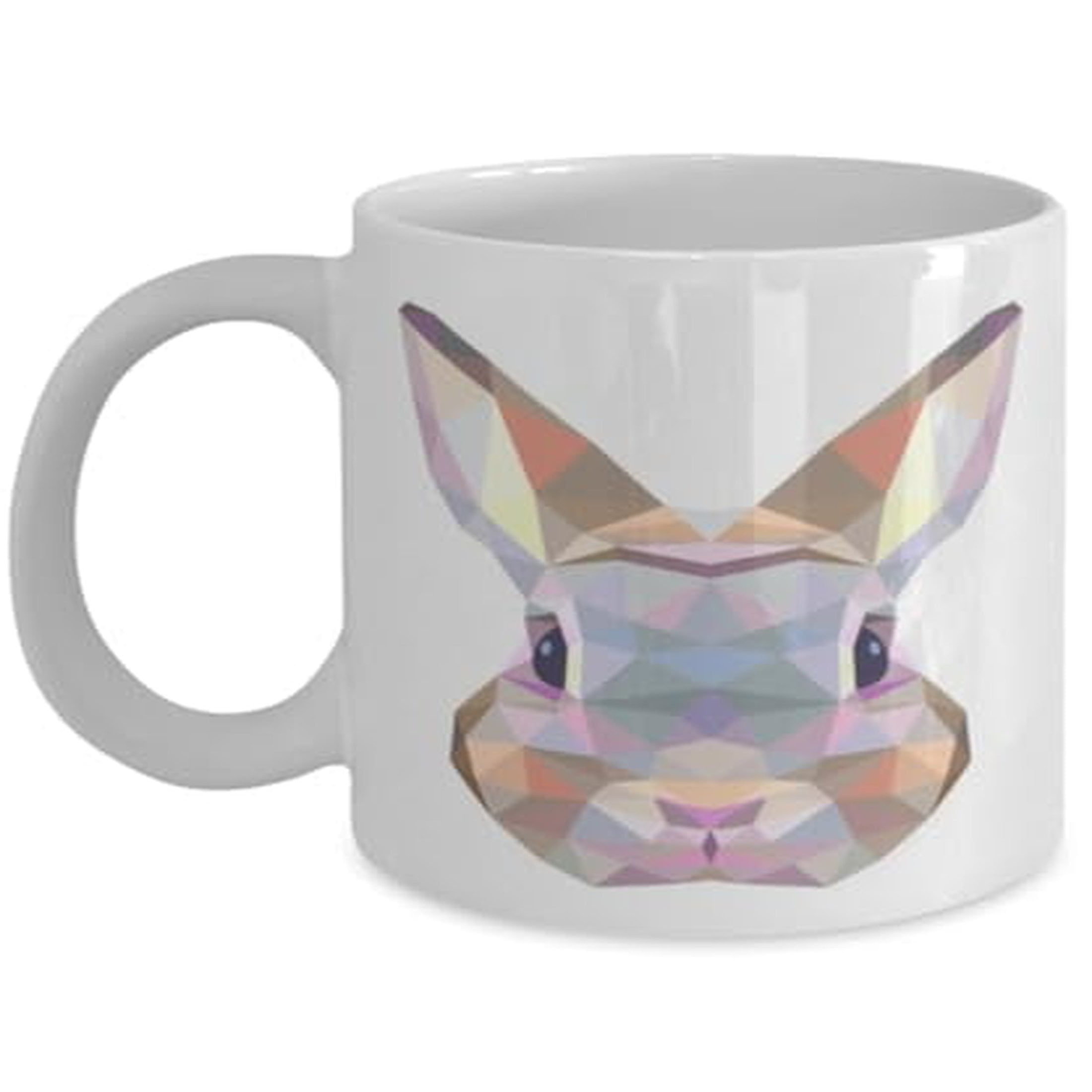Holographic Bunny Coffee Mug - Cute White Ceramic Pet Gift Cup ...