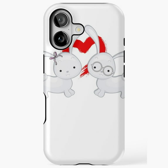 Rabbit Couple Shirts Matching Art iPhone Case 17 through 11 Pro Max ...