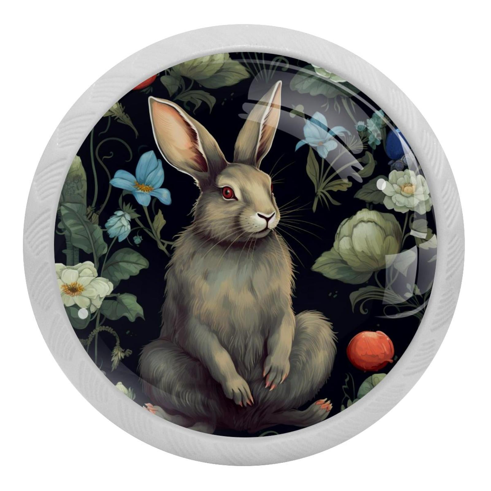 Rabbit Crystal Knobs with Screws - 4-Pack Round Fluorescent Drawer ...