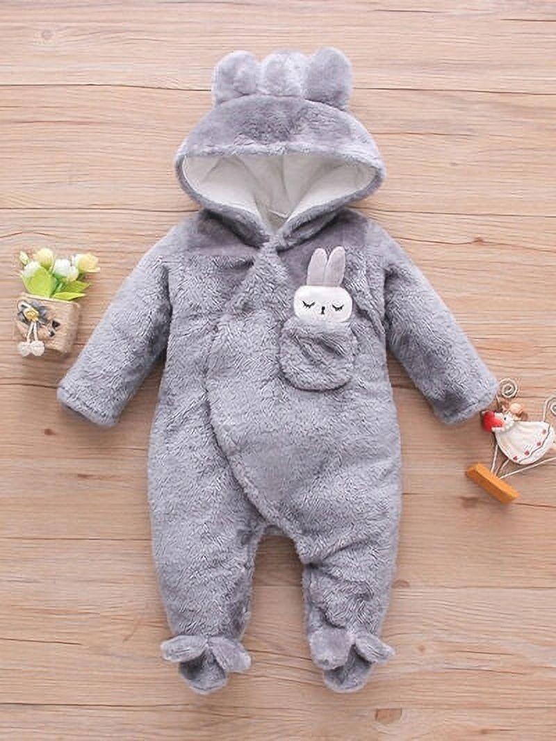 Rabbit Decor Long Sleeve Hooded Snapped Jumpsuit, Trendsi - Walmart.com
