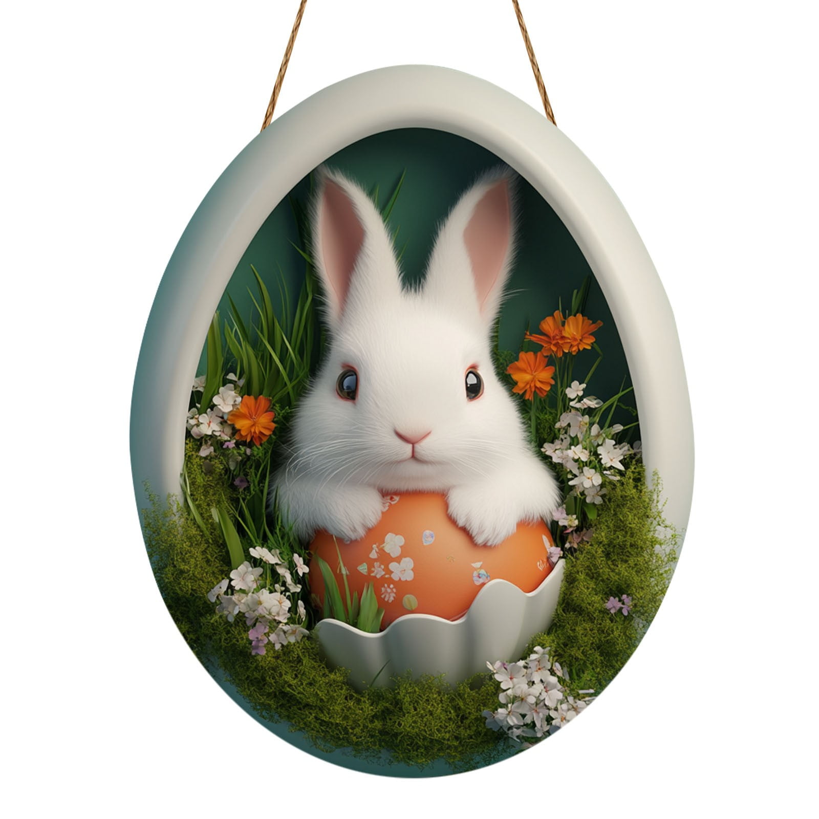 Rabbit Door Sign Easter Decorations, Wooden Hanging Rabbit Climbing ...