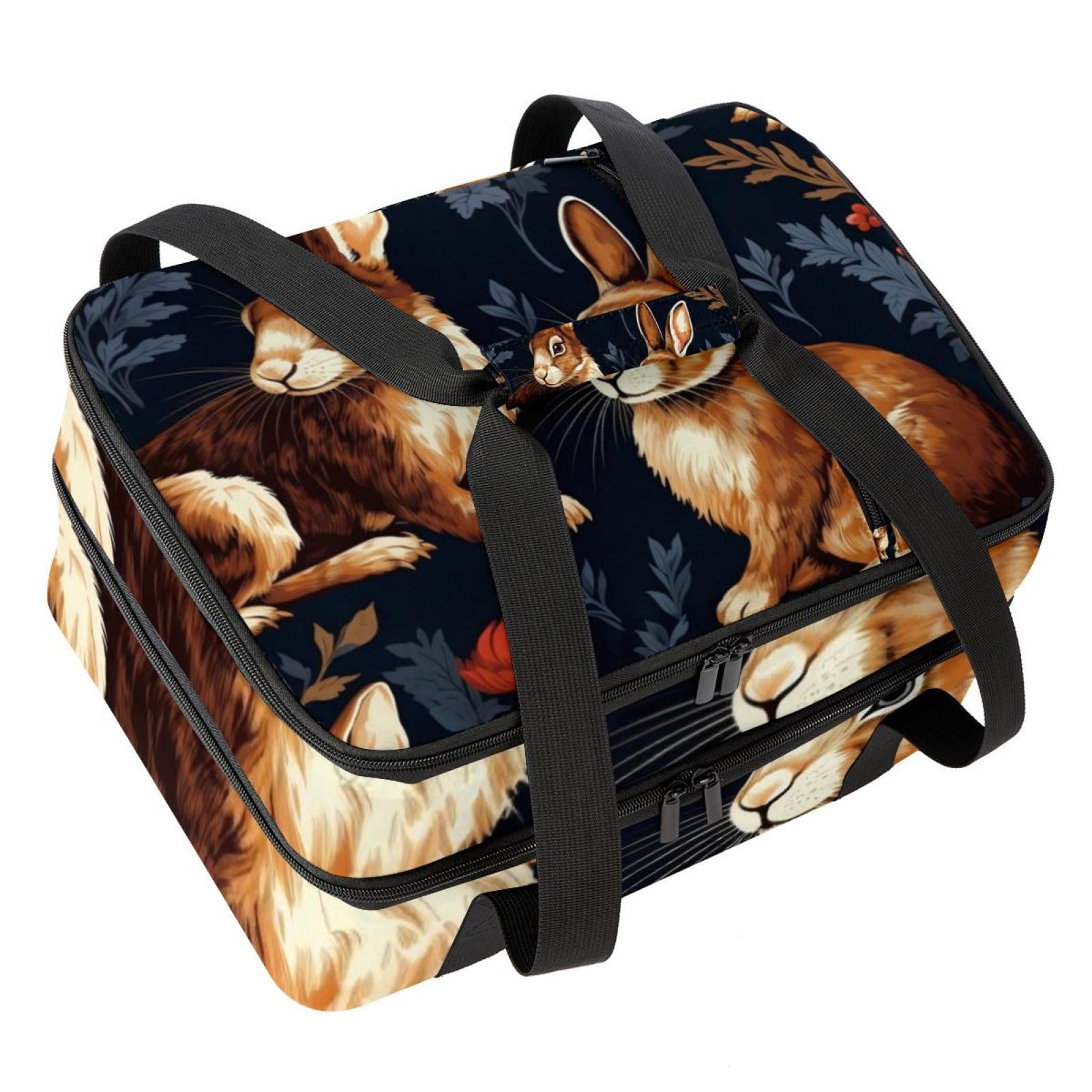 Rabbit Double Layered Insulated Lunch Bag with Two Compartments, Large ...