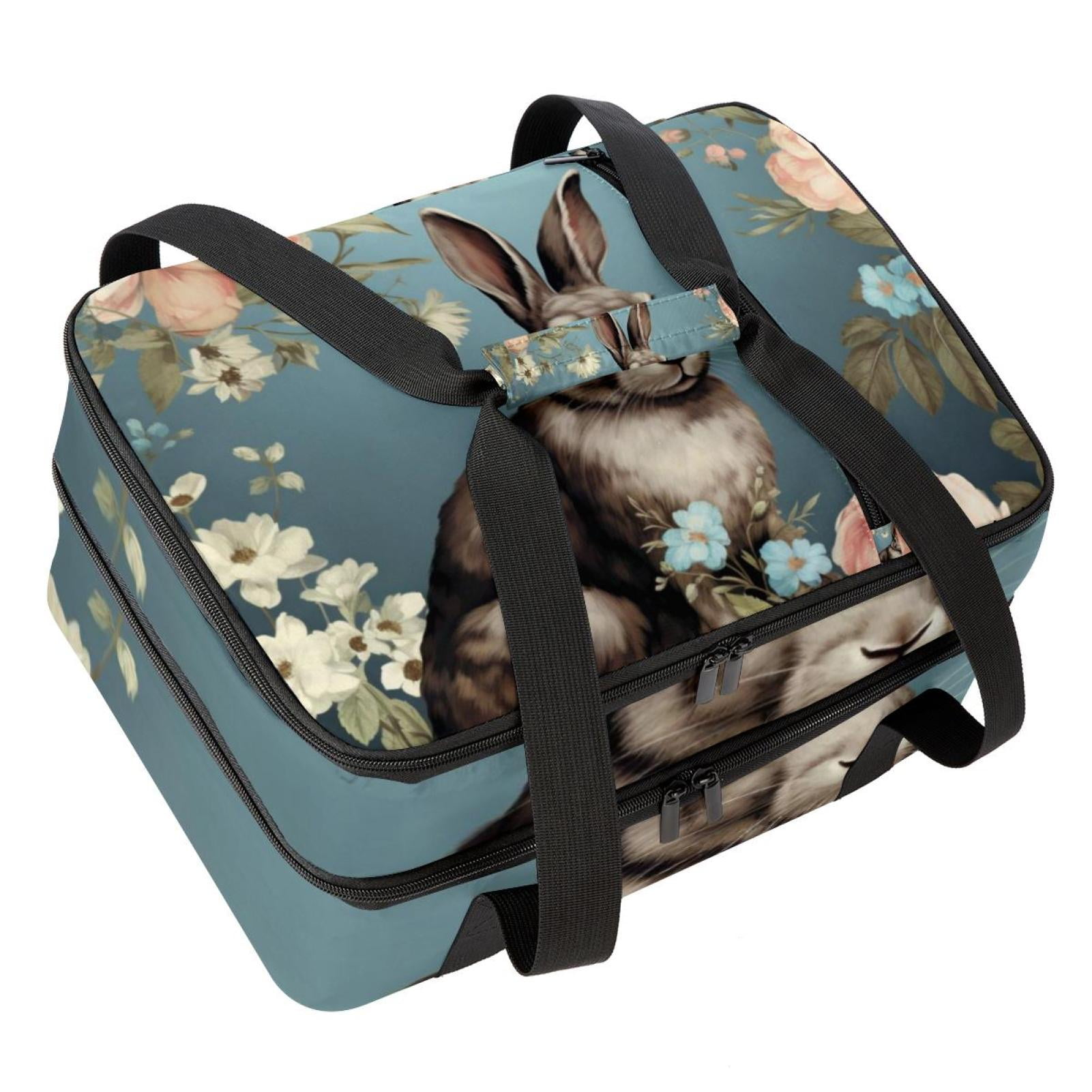 Rabbit Double Layered Insulated Lunch Bag with Two Compartments, Large ...