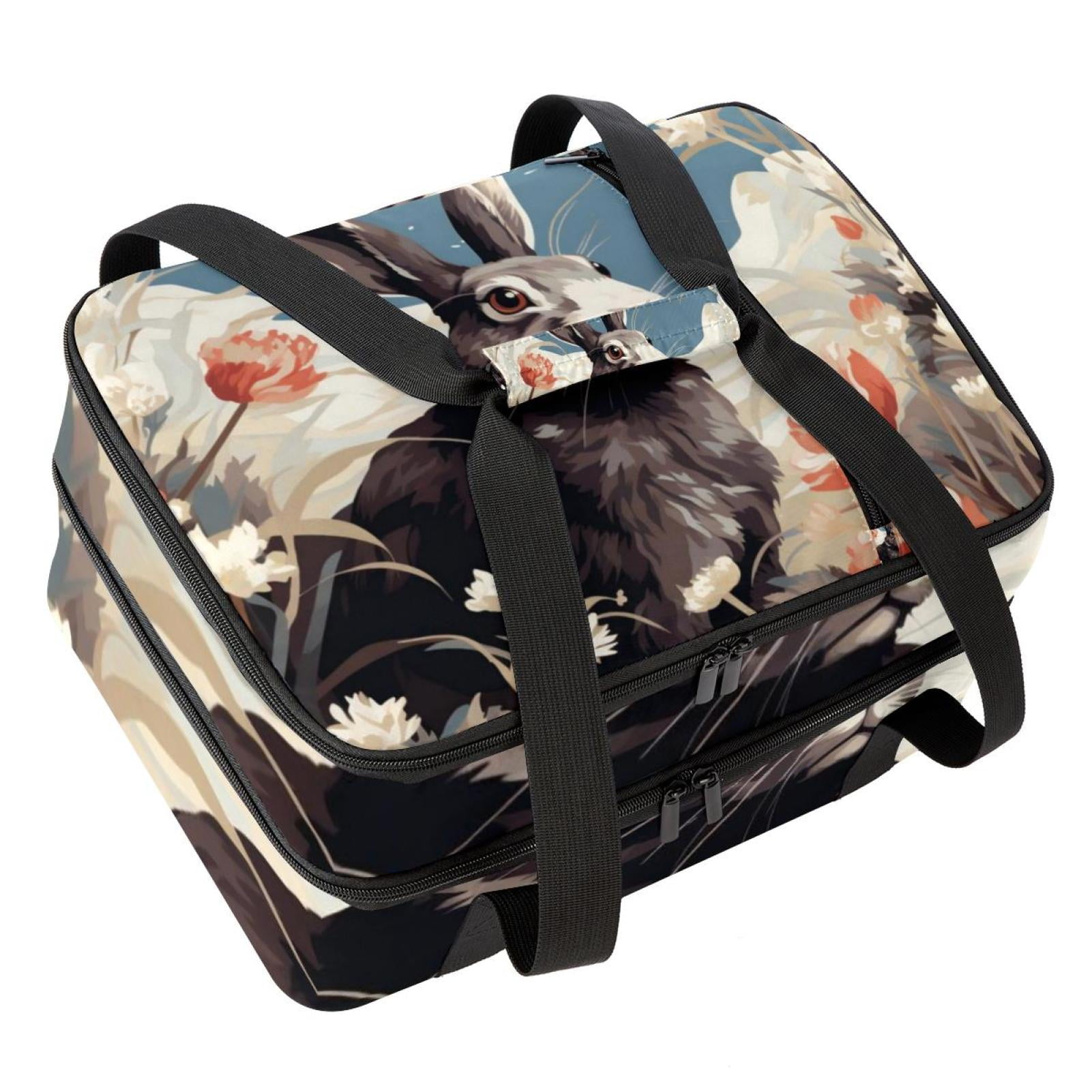 Rabbit Double Layered Insulated Lunch Bag with Two Compartments, Large ...