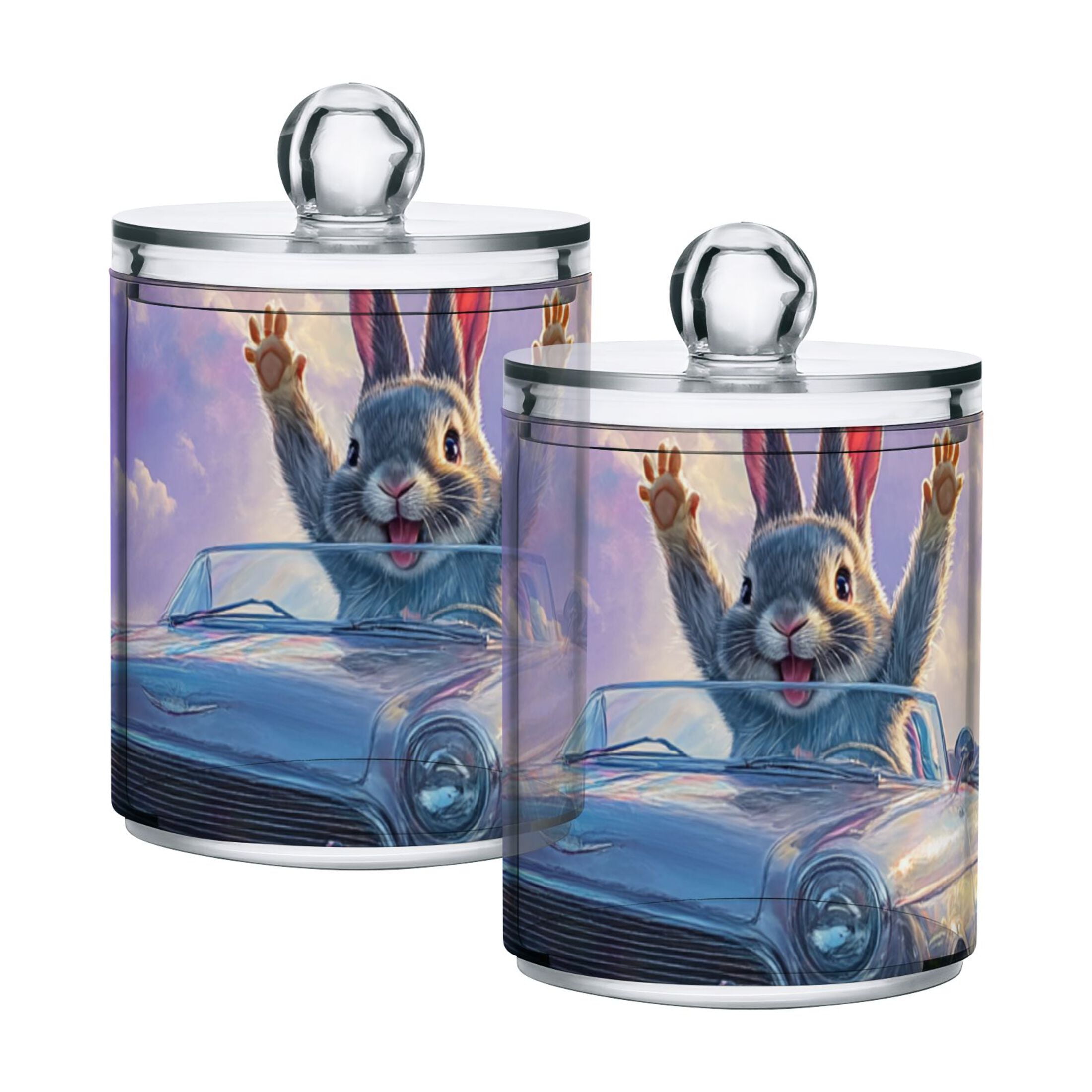 Rabbit Drive Car Rainbow Translucent Plastic Cans Storage Canisters ...