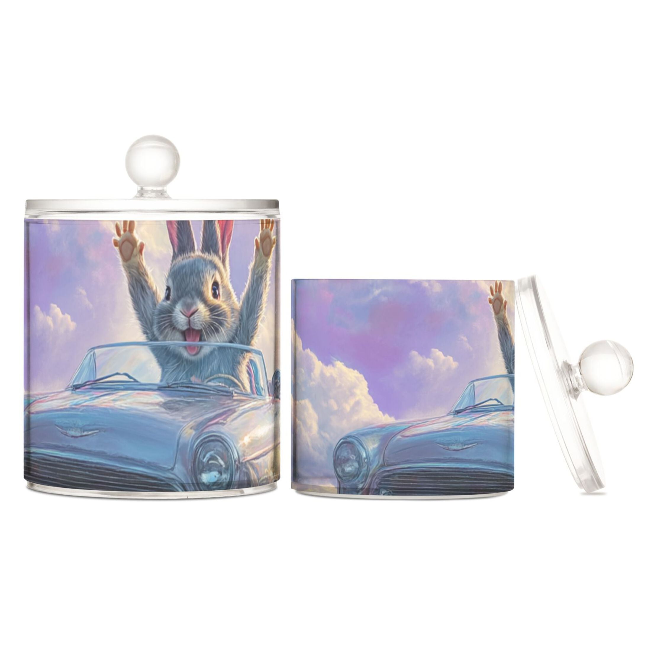 Rabbit Drive Car Rainbow Translucent Plastic Cans Storage Canisters ...