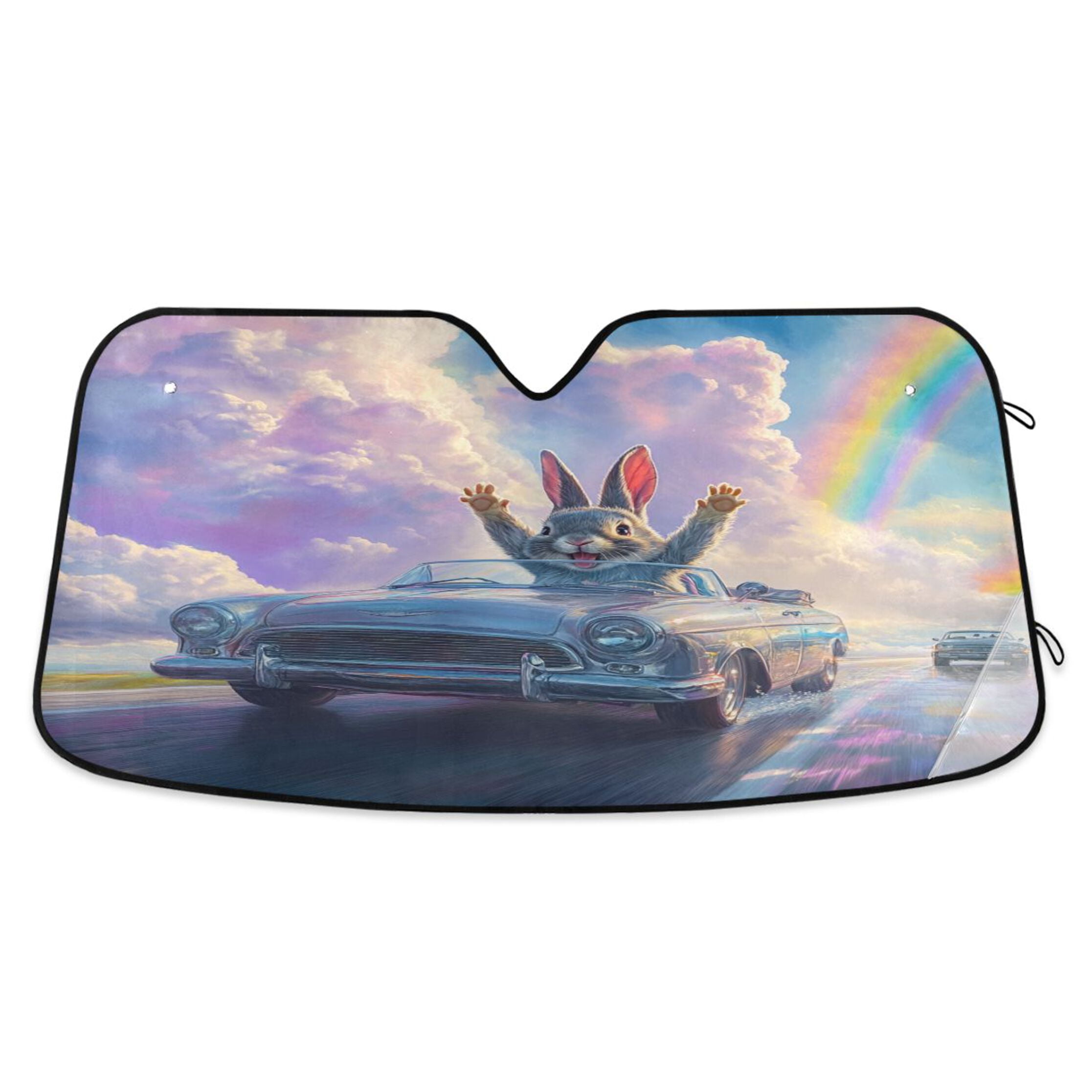 Rabbit Drive Car Rainbow Windshield Sun Shade Automobile Visor ...