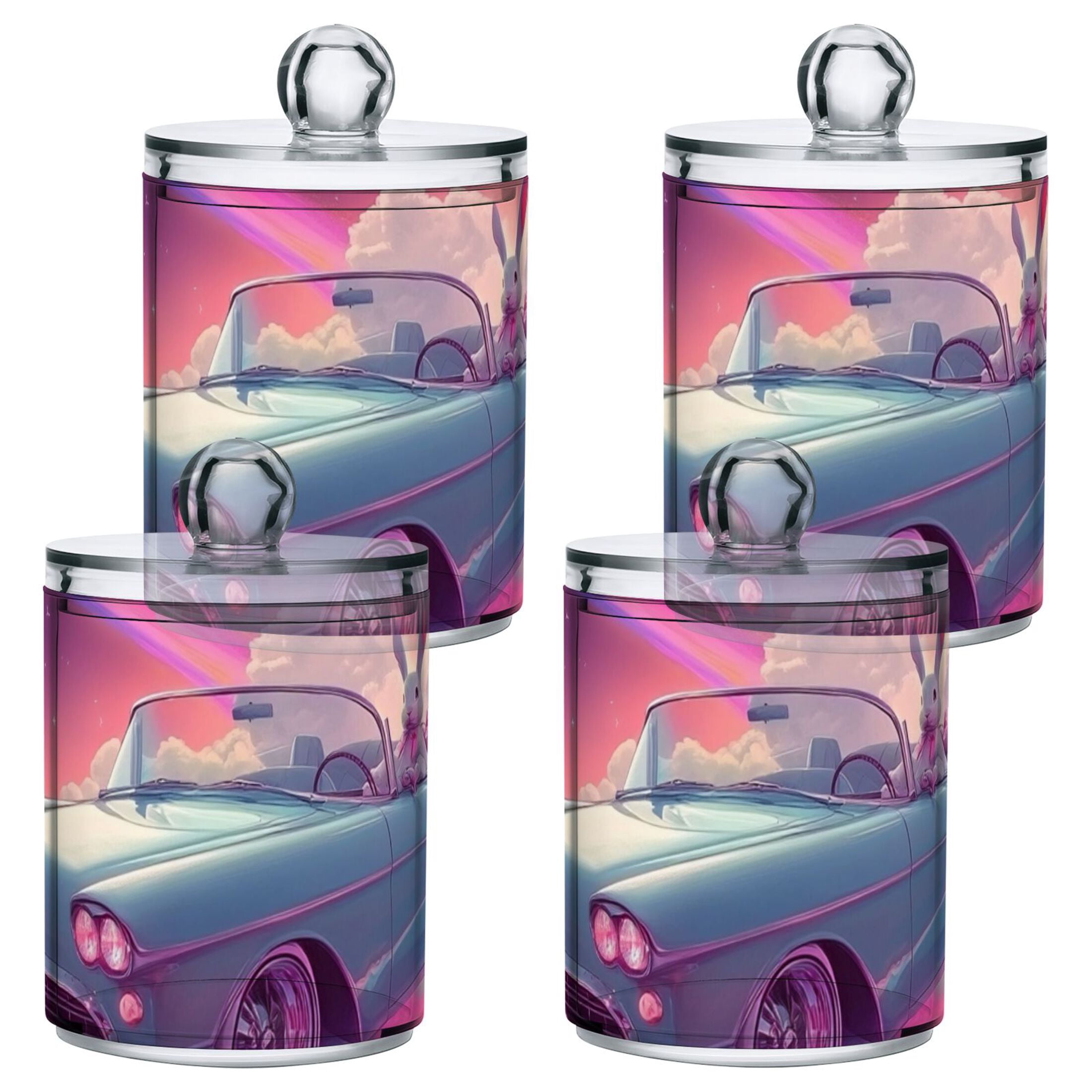 Rabbit Drive on Sky Rainbow Translucent Plastic Cans Storage Canisters ...