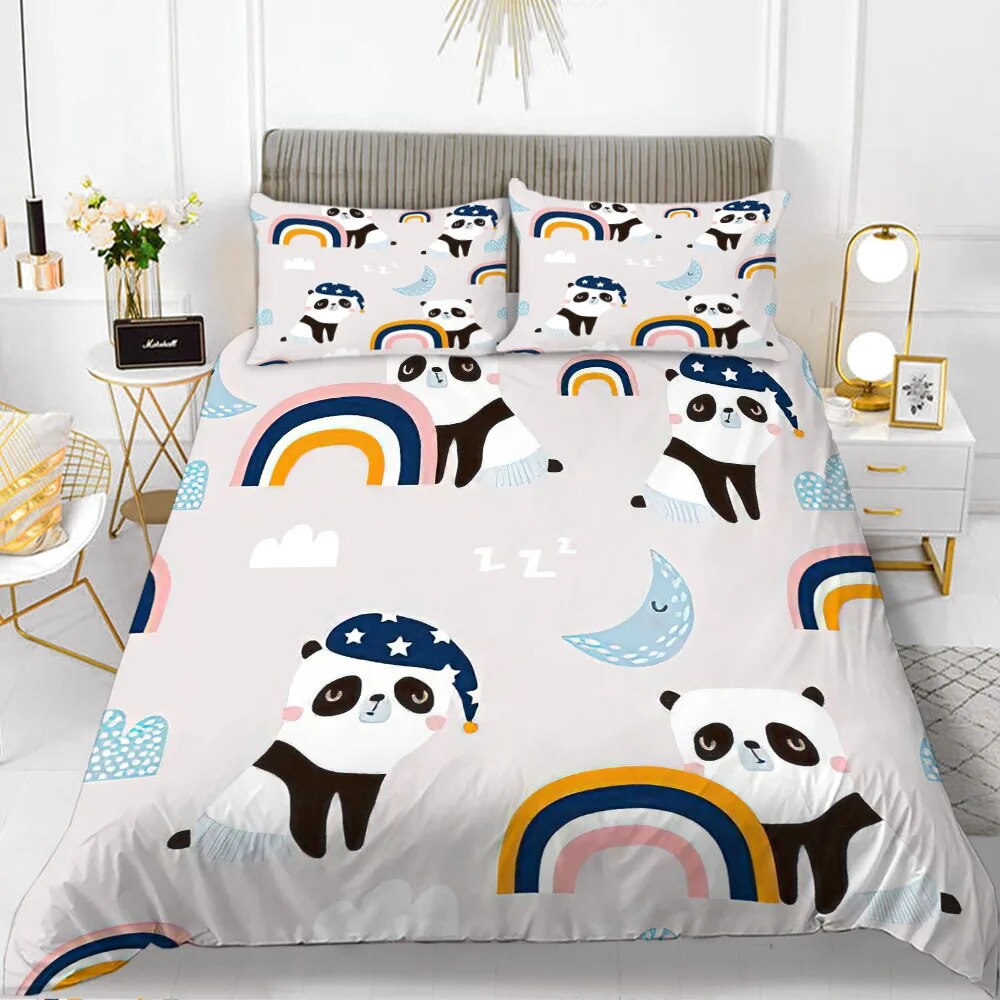 Rabbit Duvet Cover Set Cartoon Animals Theme 3D Print Kawaii Cute Pink ...