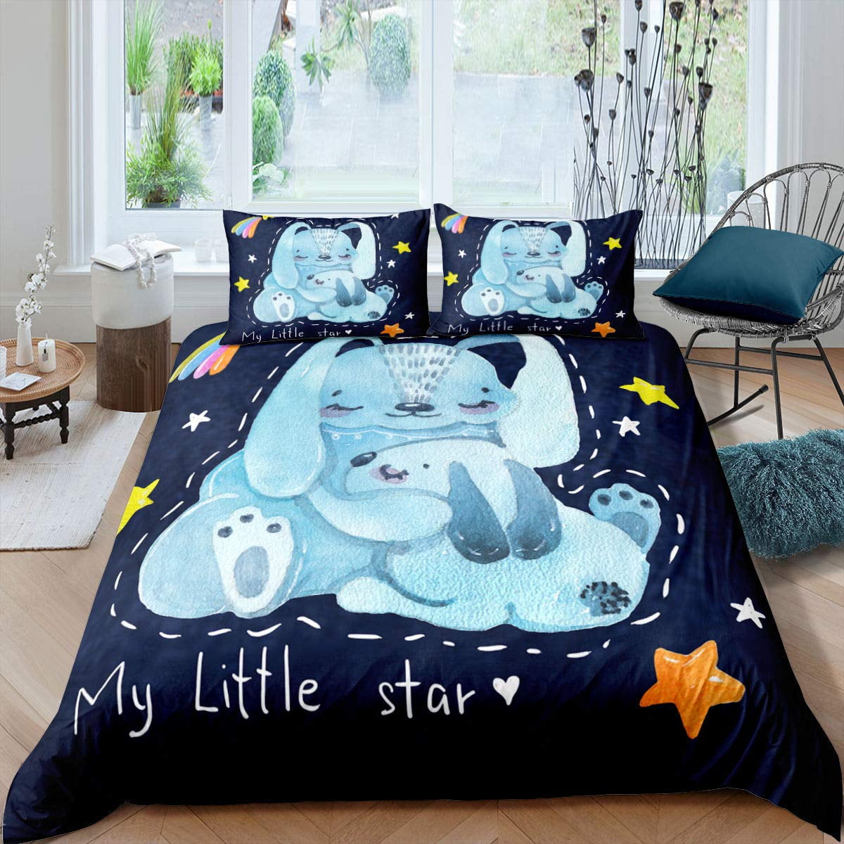 Rabbit Duvet Cover Set King//Full/Twin Size Cute Watercolor Cartoon ...
