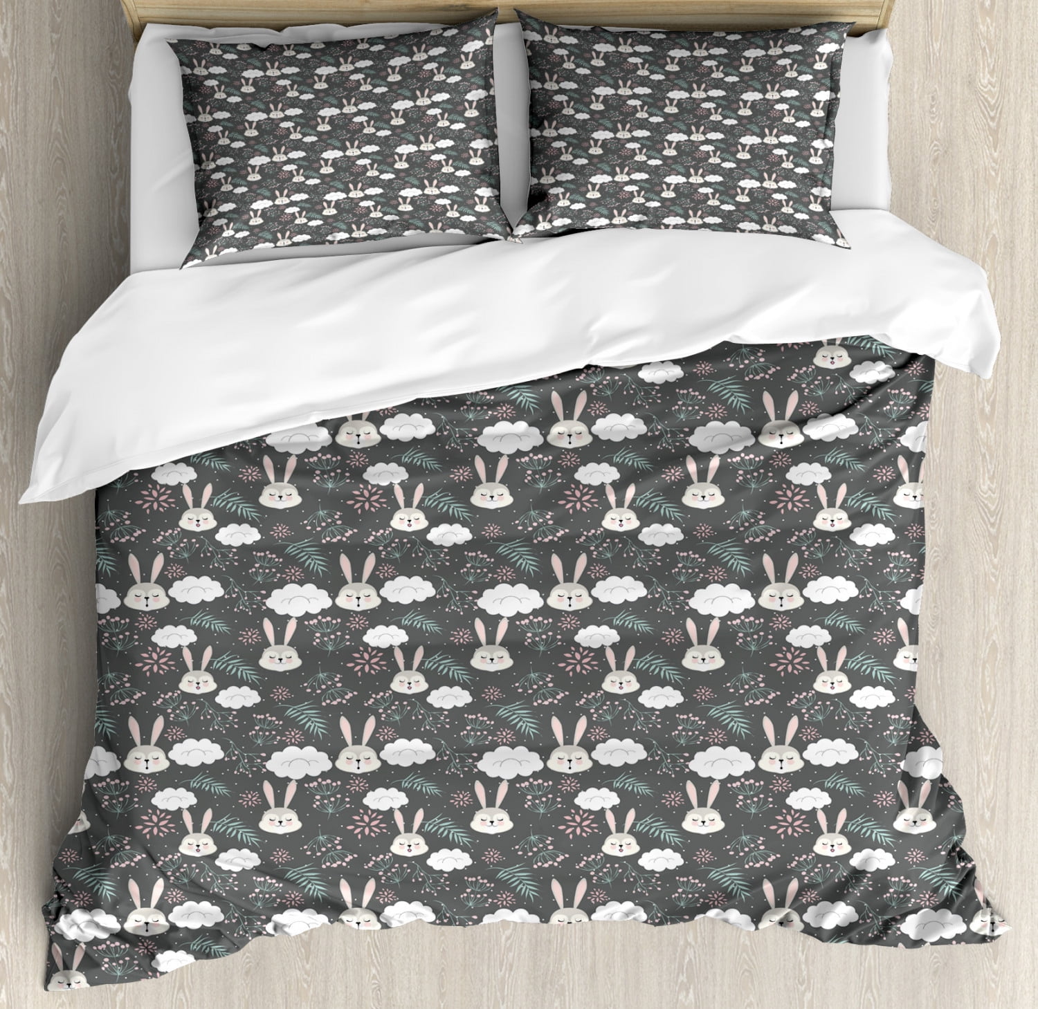 Rabbit Duvet Cover Set King Size, Kids Nursery Design with Sleeping ...