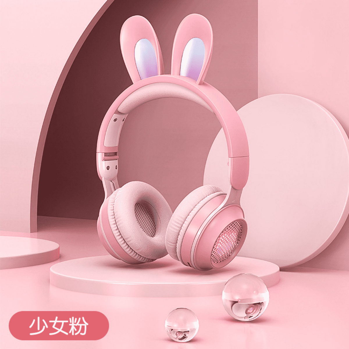 Rabbit Ear Headset Bluetooth Wireless LED Children's Headphones With ...