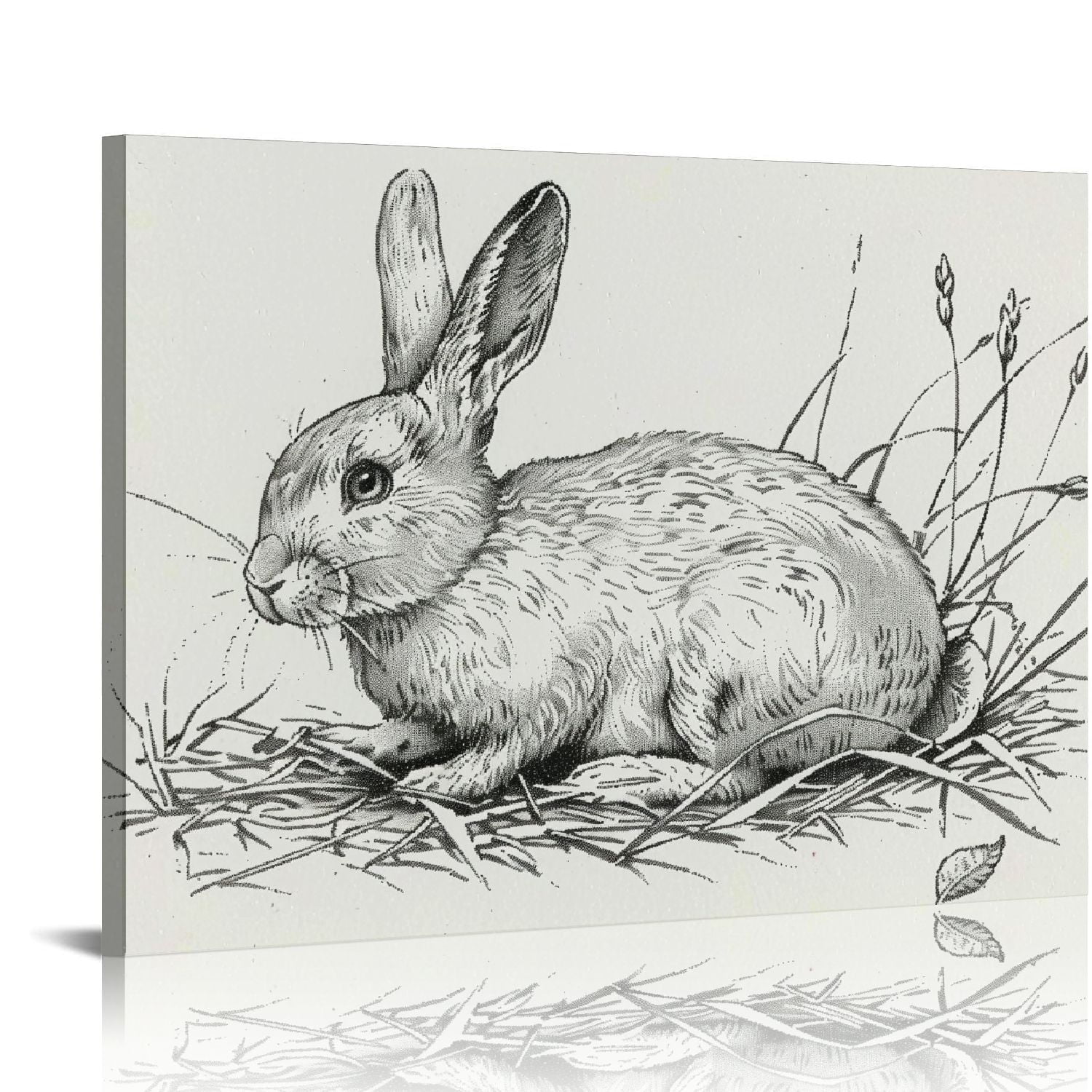 Rabbit Easter Bunny Drawing Etching Rustic Gray Picture - Cute Rabbit ...