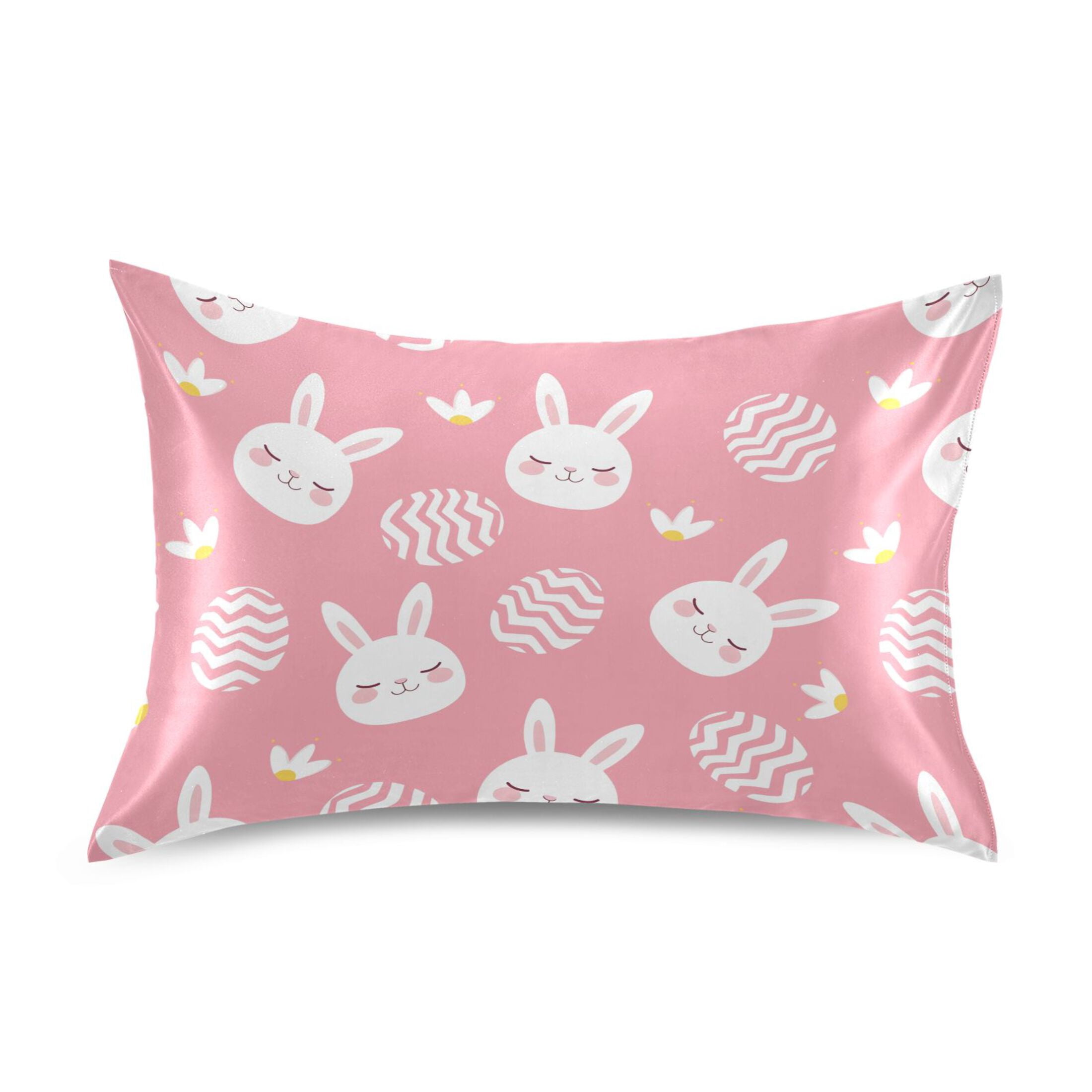 Rabbit Easter Egg Pattern King Size Satin Pillowcase 40''x20'' Double ...