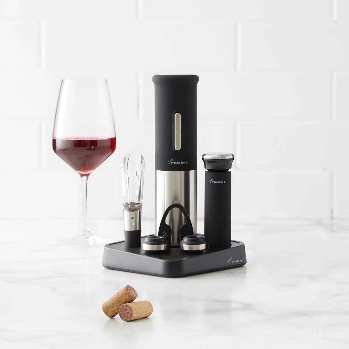 Rabbit Rechargeable Electronic Cork Bottle Wine Opener Set with ...