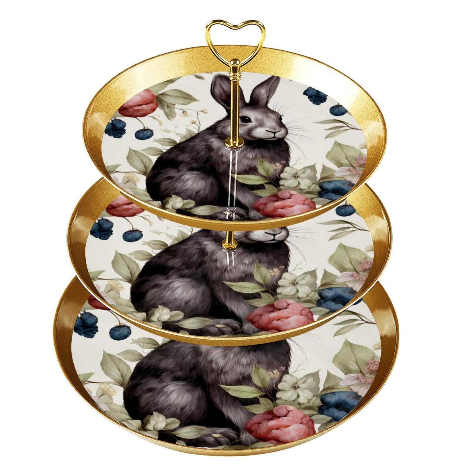 Rabbit Elegant Plastic Dessert Table Holder with Iron Pillars | 32cm ...