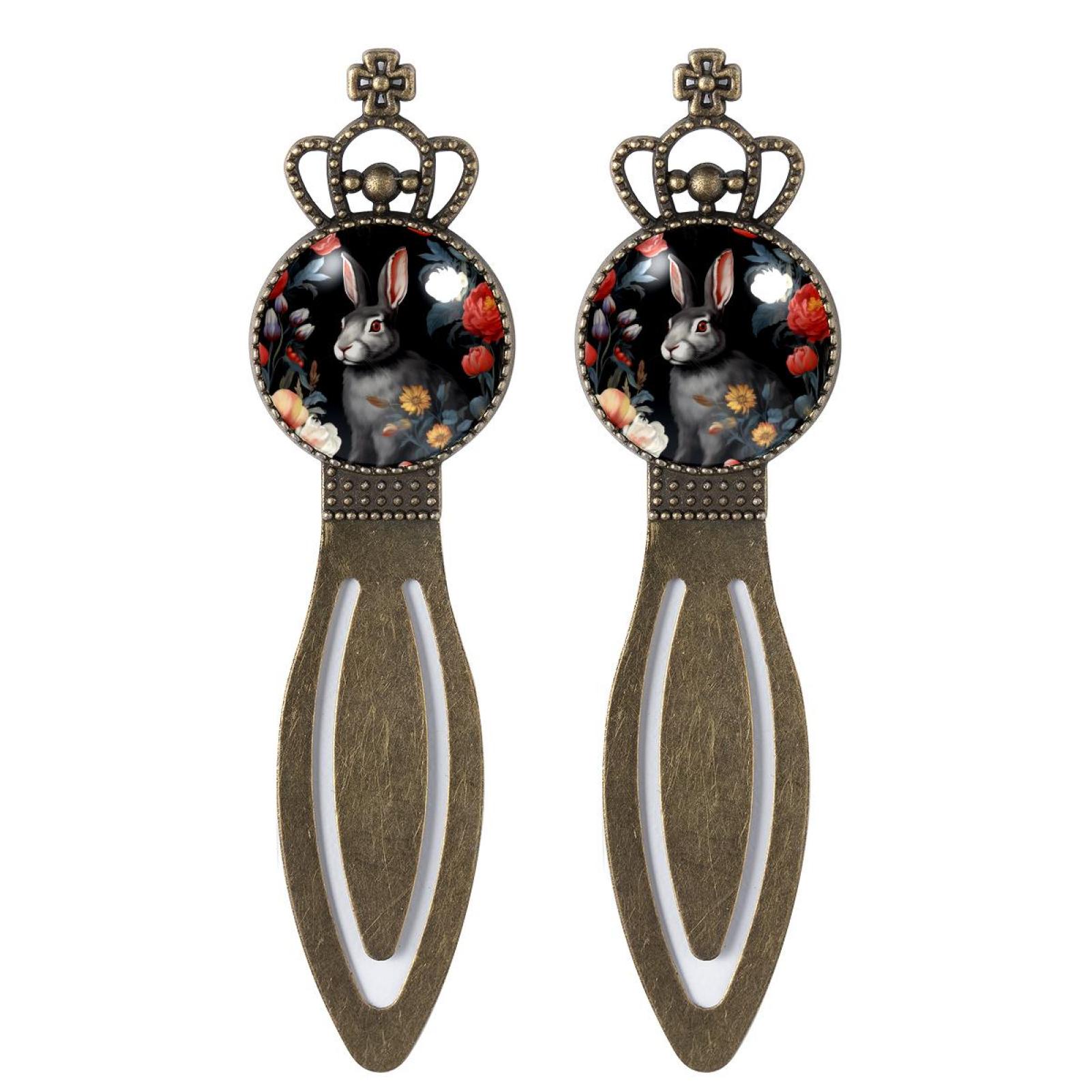 Rabbit Elegant Vintage Copper Crown-Shaped Bookmarks (Set of 2) - Gift ...