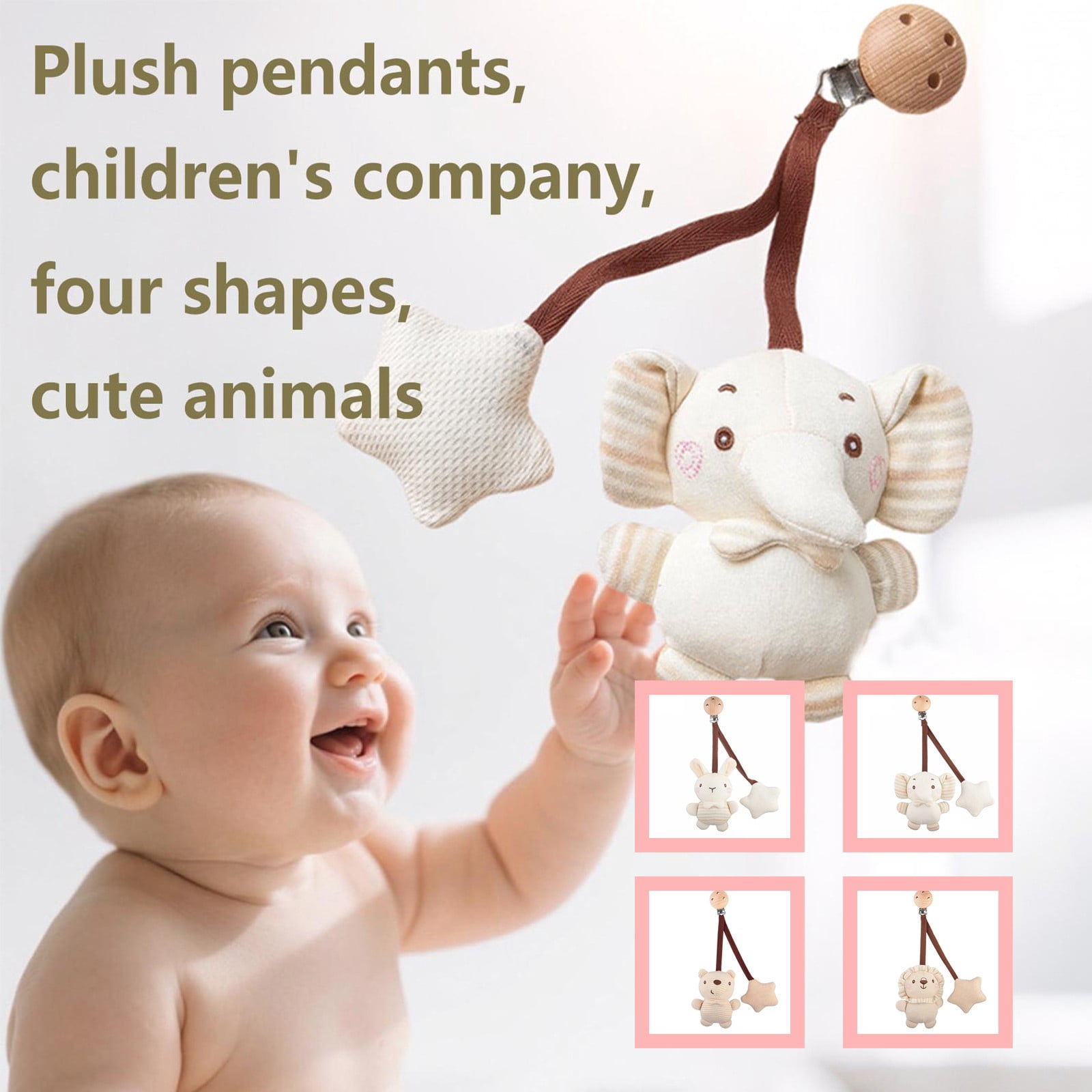 Rabbit Elephant Lion Plush Shaking Bell Toys, Stuffed Animals Plush ...