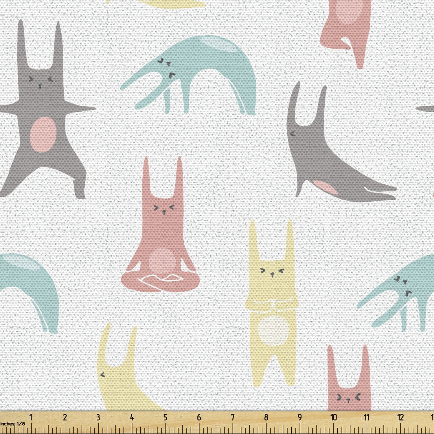 Ambesonne Rabbit Fabric by the Yard Upholstery, Bunnies Doing Yoga ...