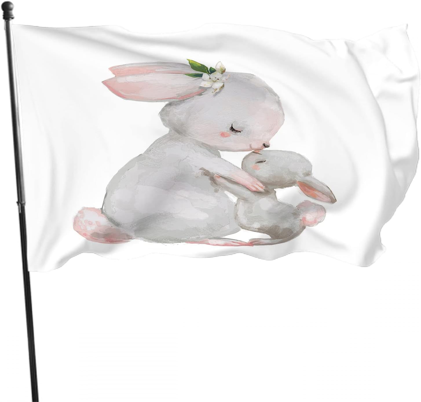 Rabbit Family Flag Double Sided Cute Animal Hare Mom and Little Bunny ...