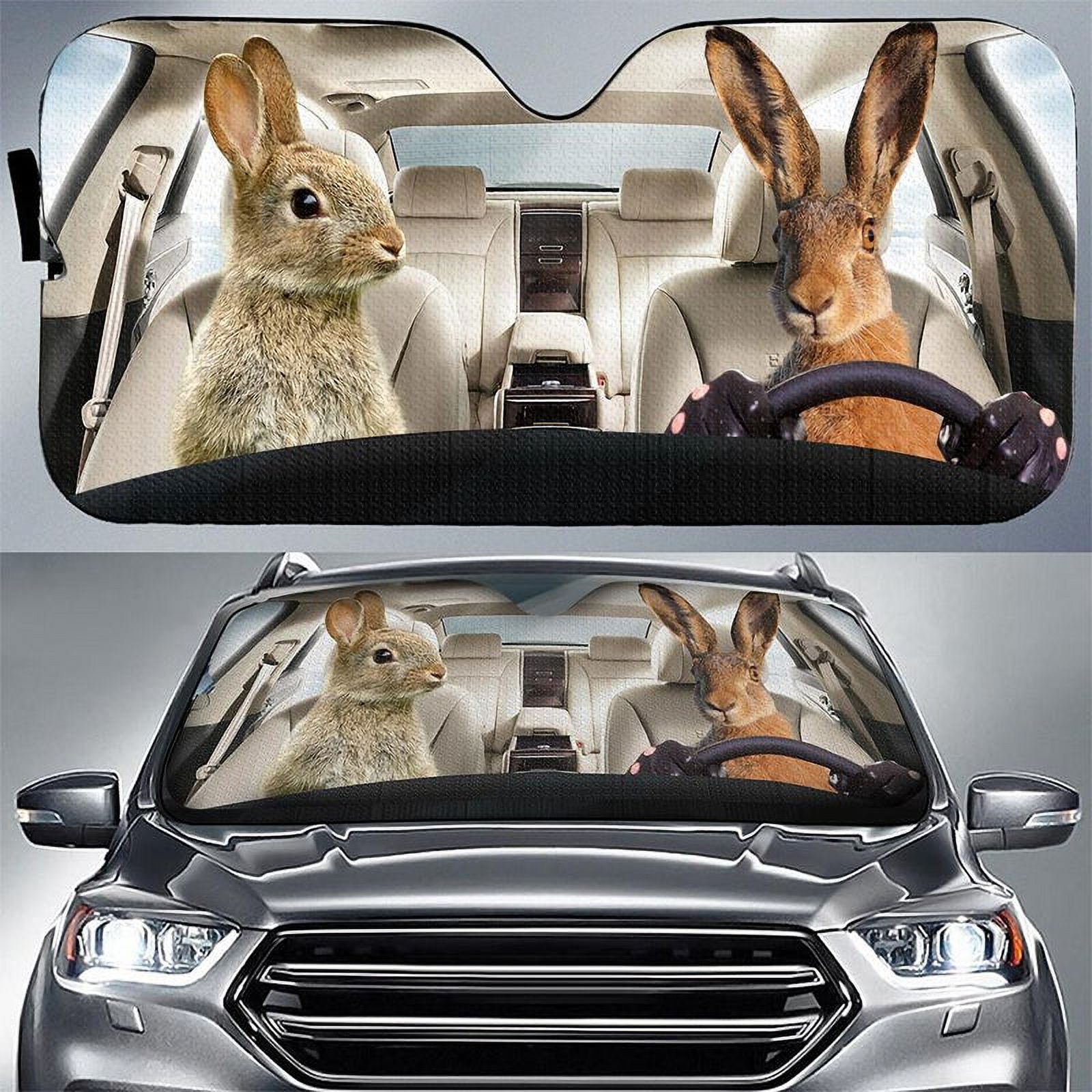 Rabbit Family Pattern UV and Heat Front Windshield Sunshade Car ...