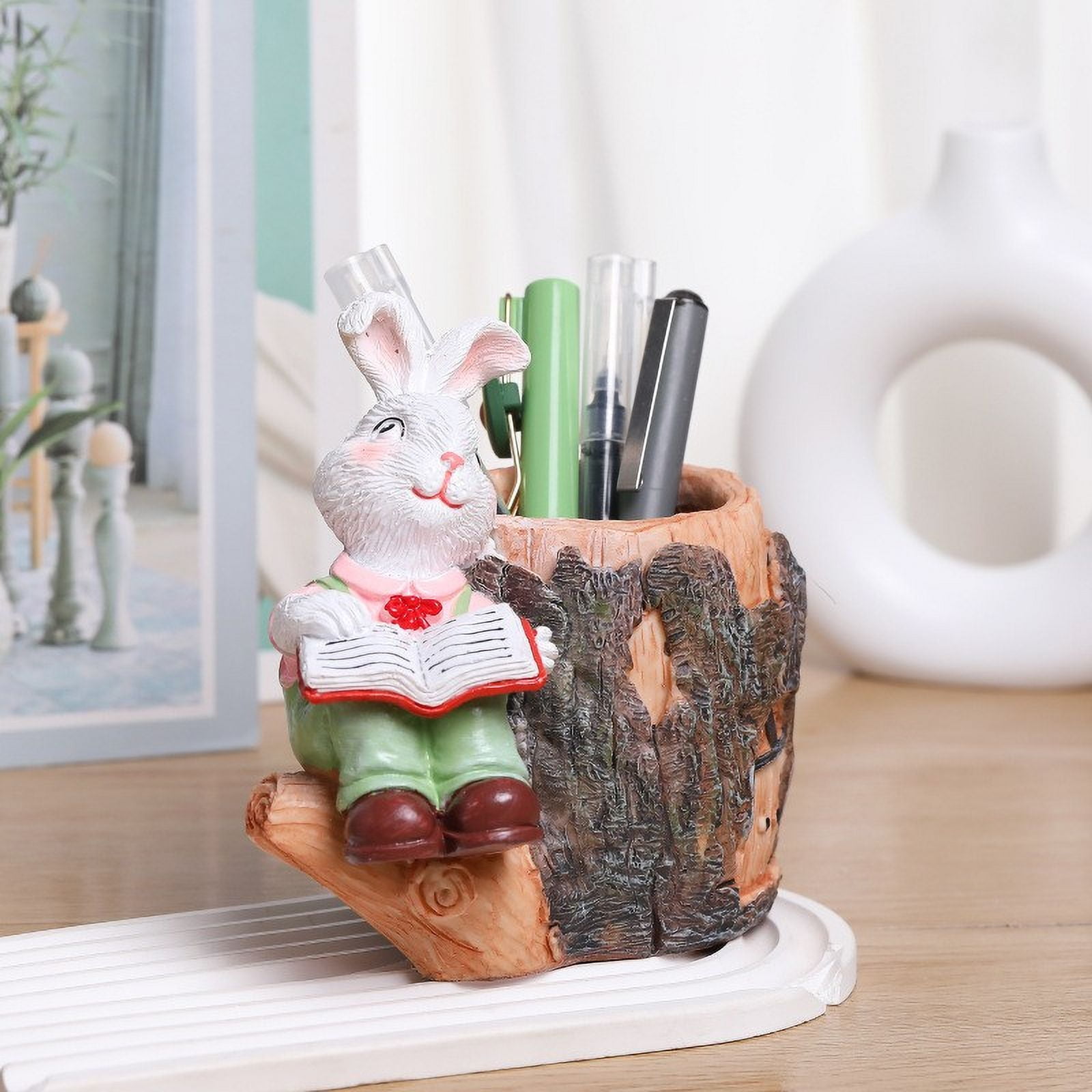 Rabbit Flower Pot, Bunny Planter, Resin Garden Container, Cute Greenery ...