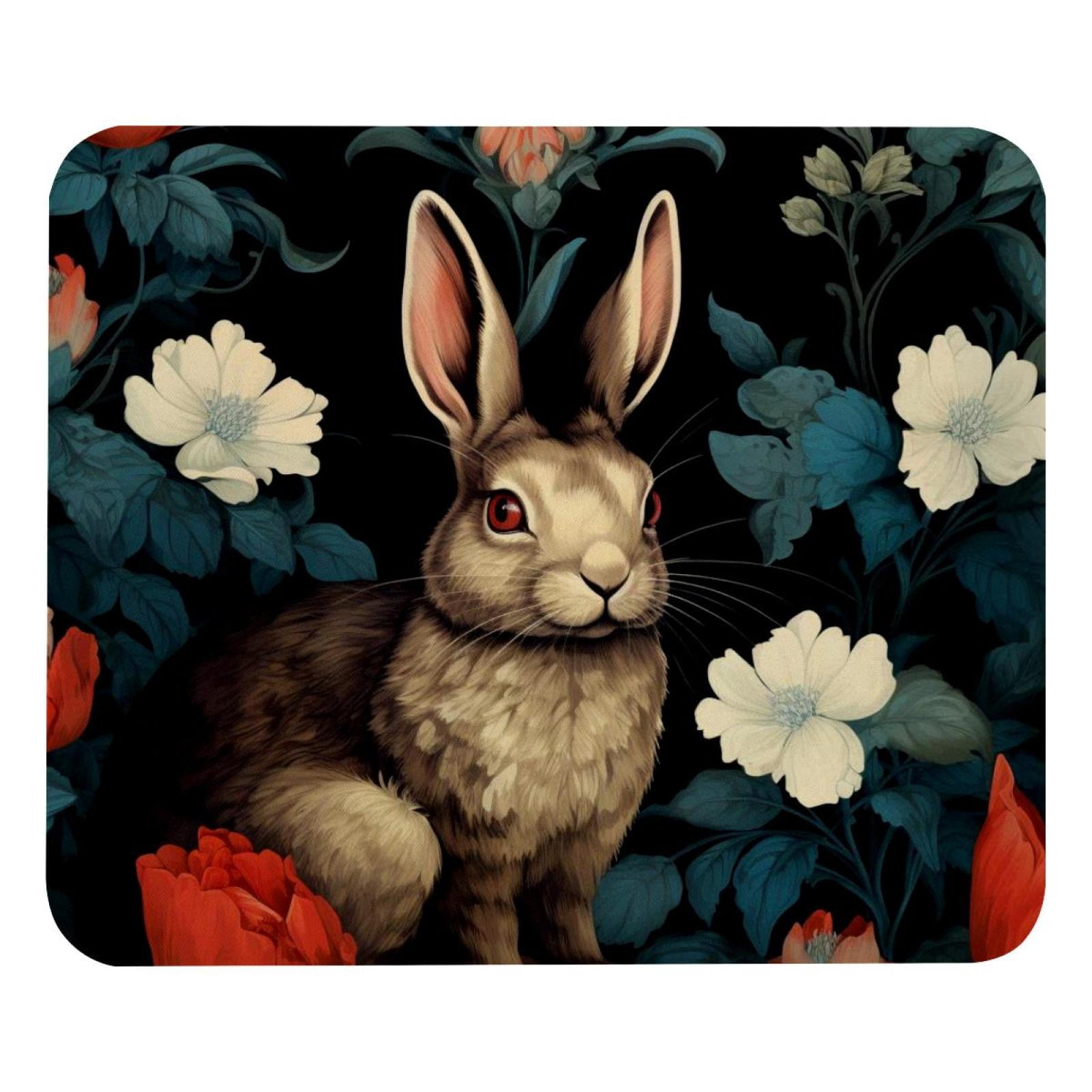 Rabbit Flower Red White Mousepad, Non-Slip Mouse Pad, Office Desk Mat ...