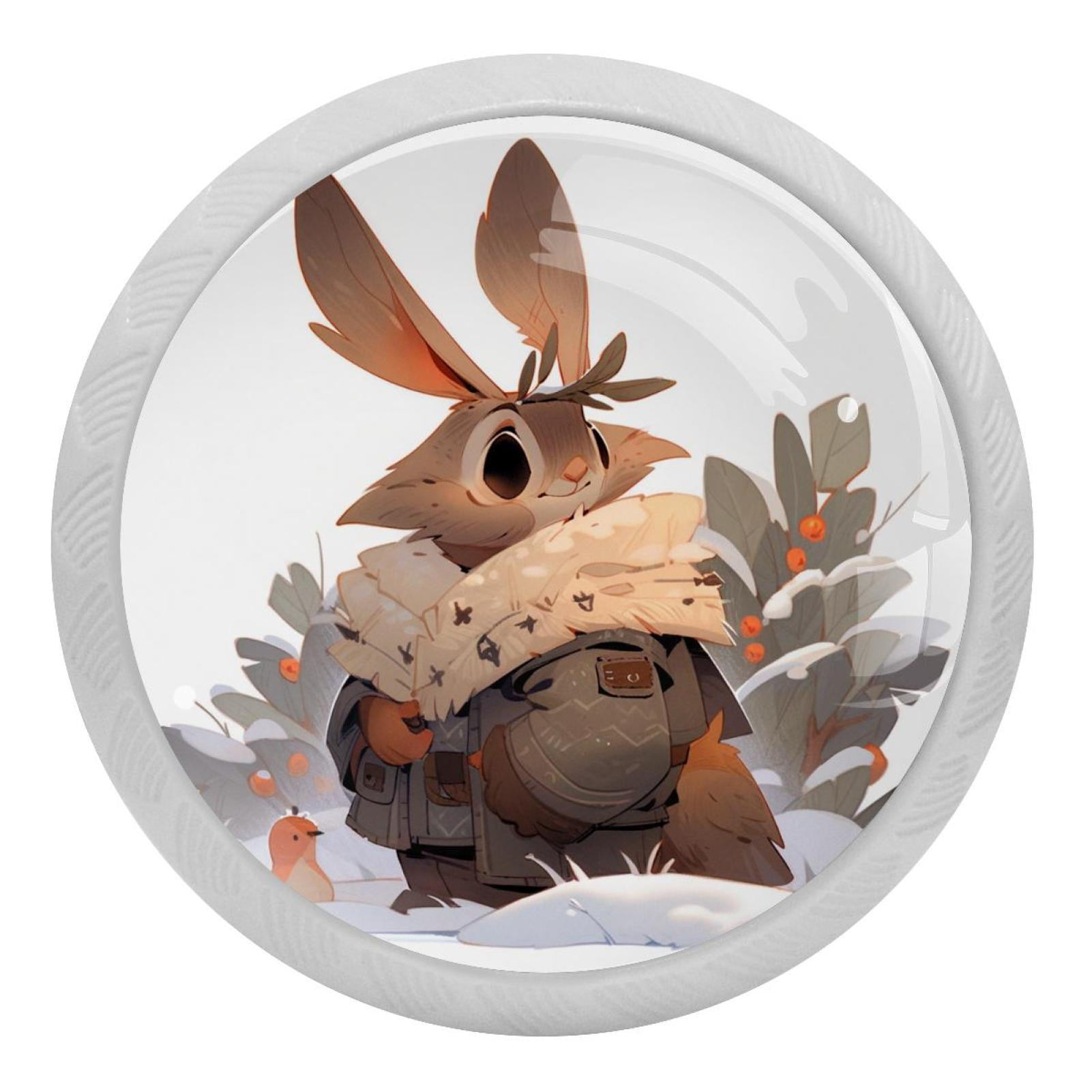 Rabbit Fluorescent Drawer Pulls 4-Pack: Glow-in-the-Dark Round Cabinet ...