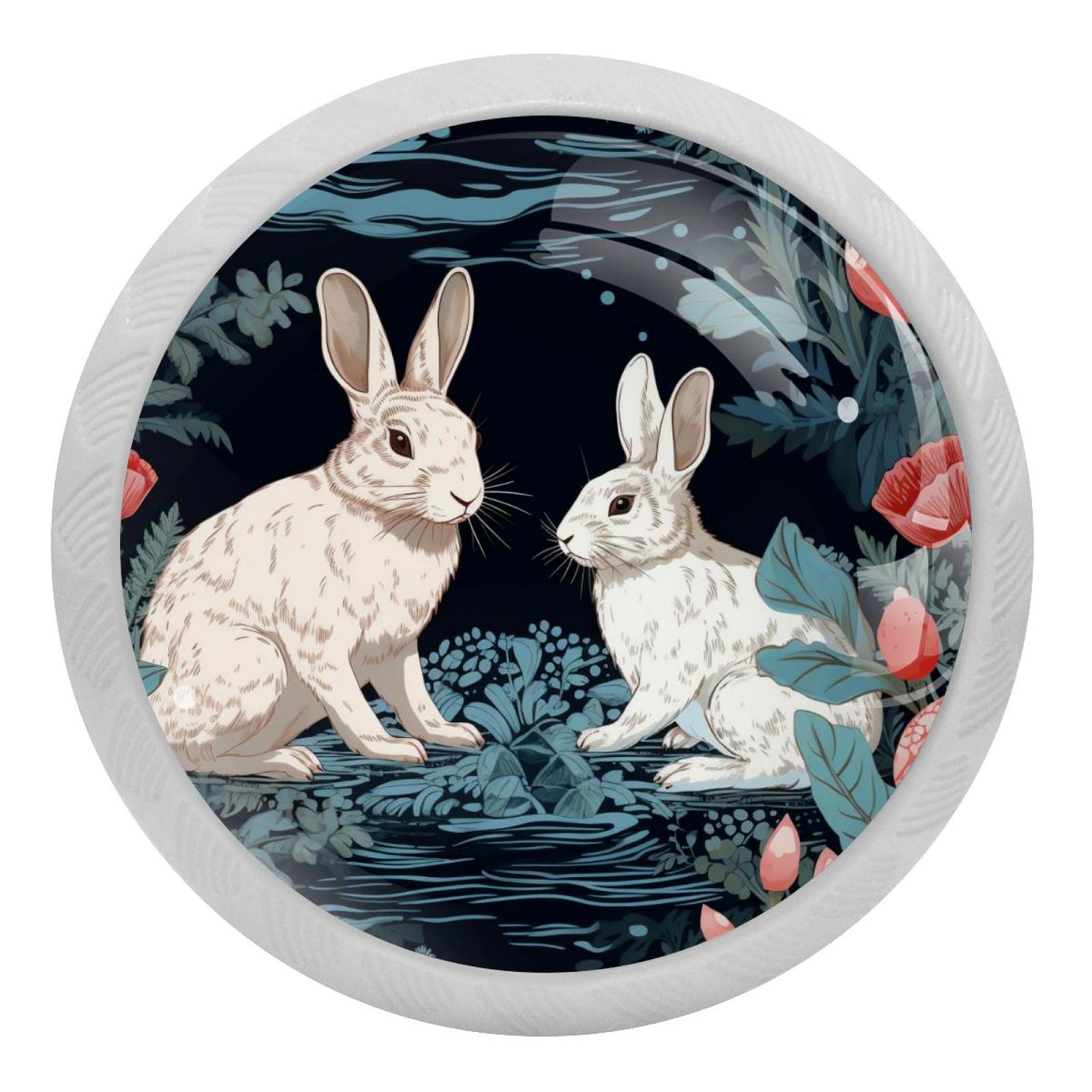 Rabbit Fluorescent Drawer Pulls with Screws - Round 4-Pack - Glow-in ...