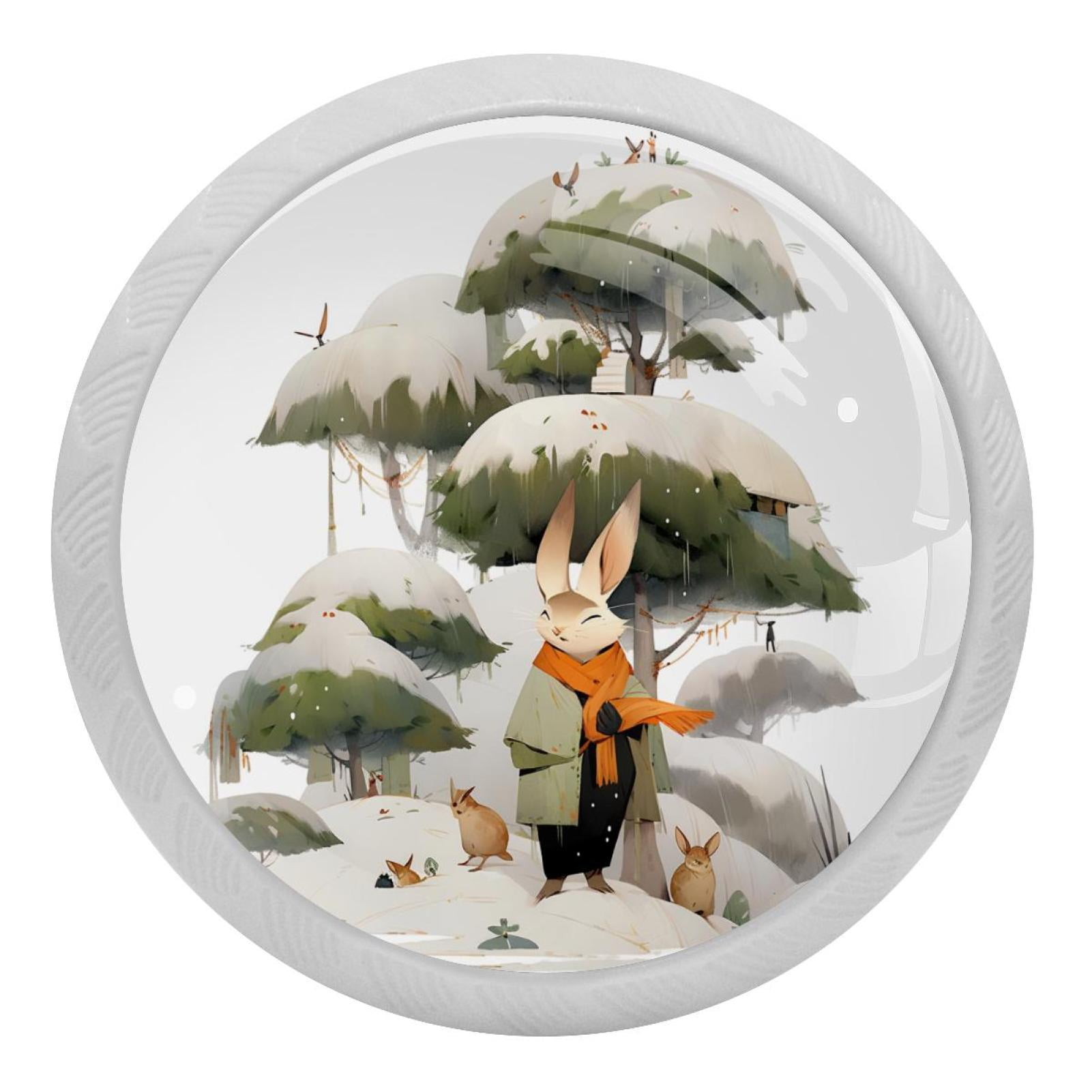 Rabbit Fluorescent Glow-in-the-Dark Cabinet Door Knobs - Round 4-Pack ...