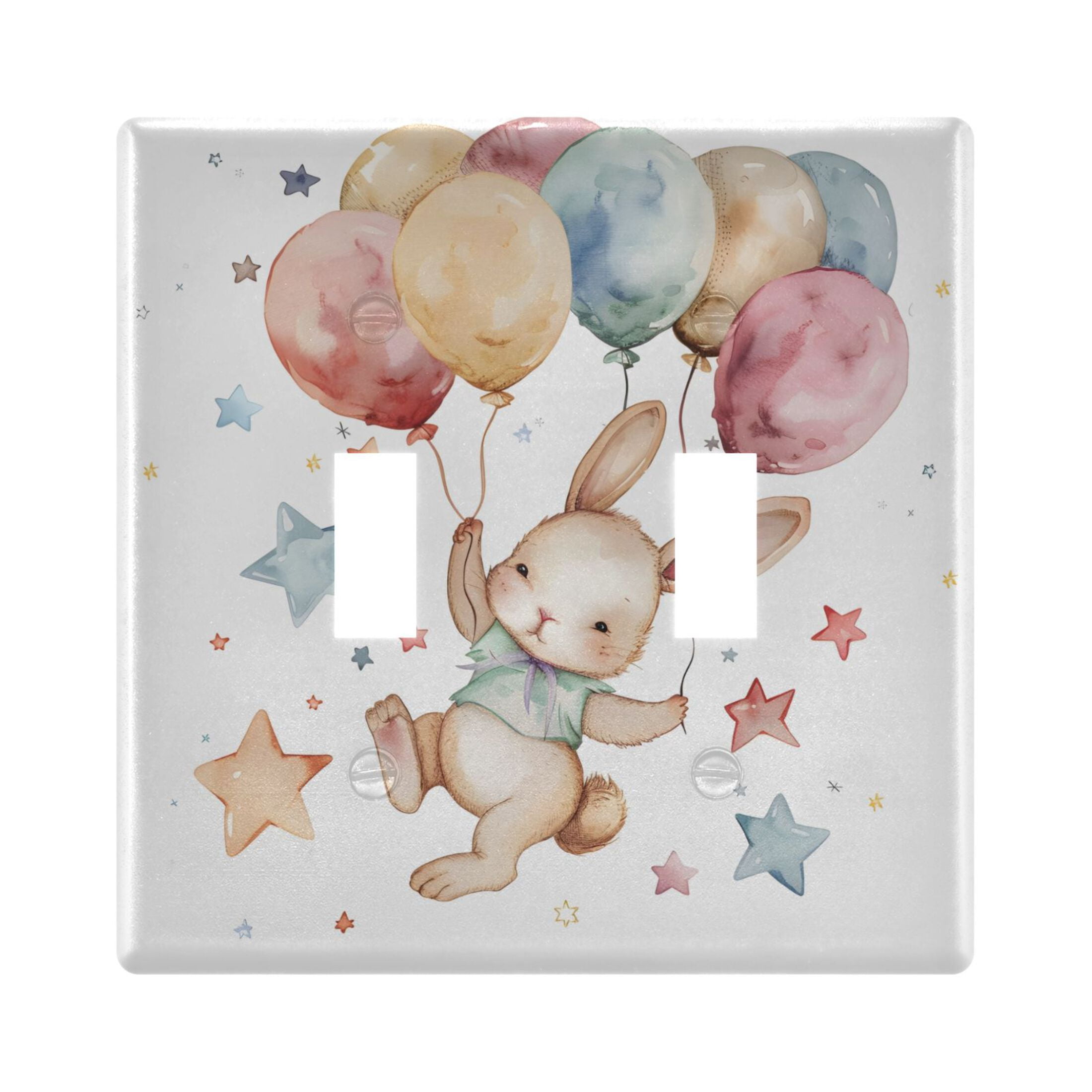 Rabbit Flying with Balloons Light Switch Cover Electrical Outlet Cover ...