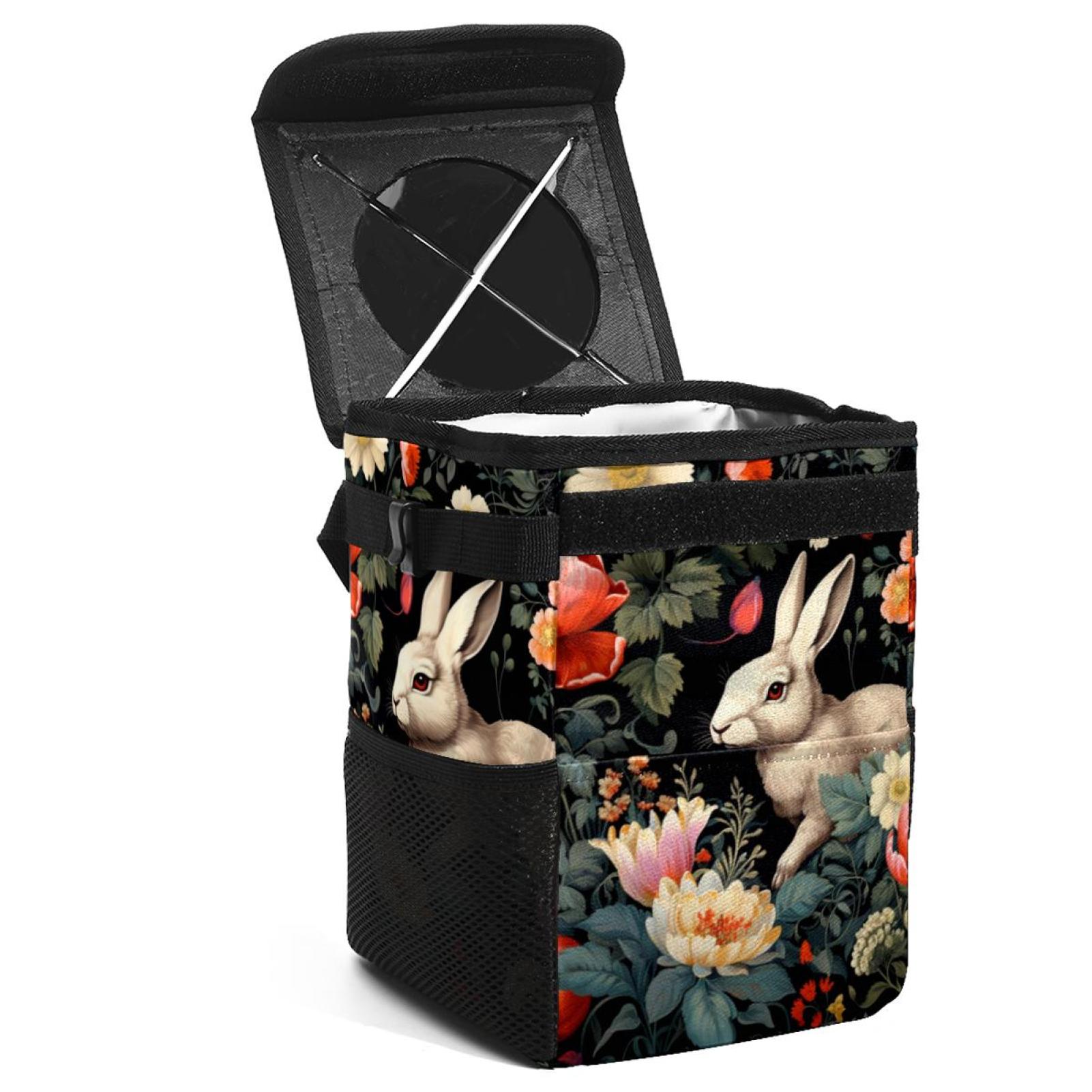 Rabbit Foldable Car Garbage Can Trash Can for Car, with Lid, Leak-Proof ...