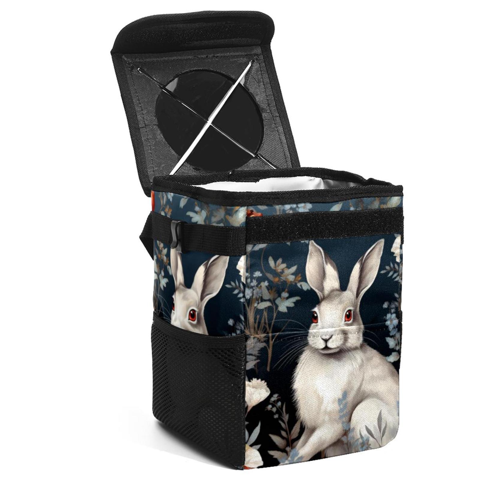 Rabbit Foldable Car Trash Can with Lid, Leak-Proof, and Hanging Storage ...