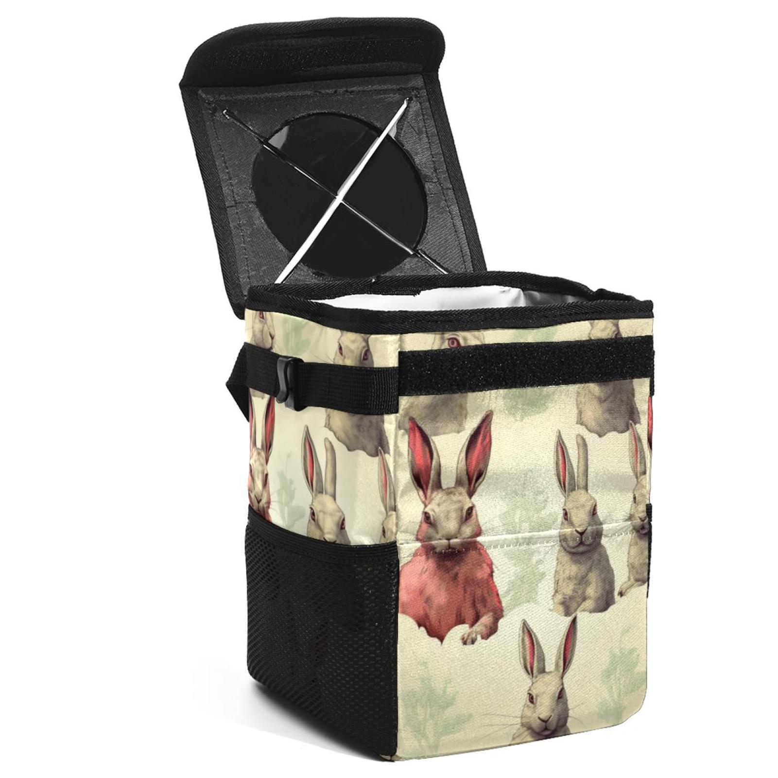 Rabbit Foldable Car Trash Can with Lid, Leak-Proof, and Hanging Storage ...