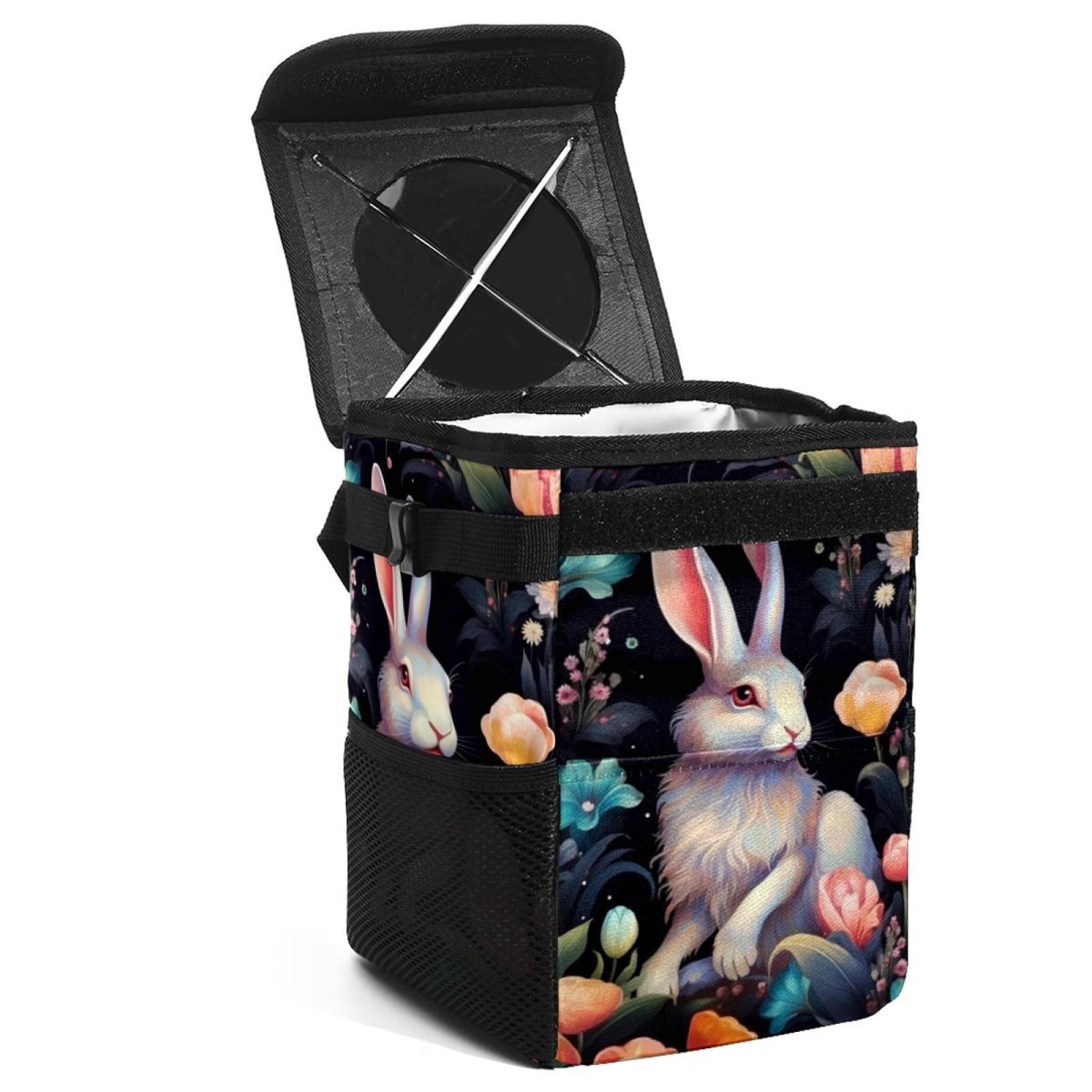 Rabbit Foldable Car Trash Can with Lid, Leak-proof, Hanging Storage Bag ...