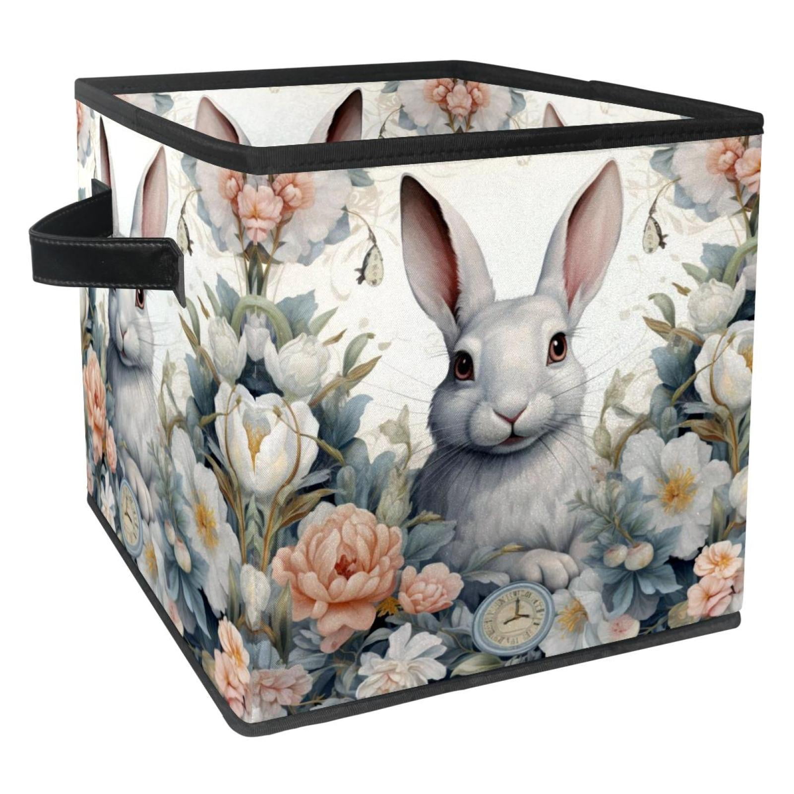 Rabbit Foldable Cube Organizer Storage Basket with Handle, 10.8"x10.5 ...