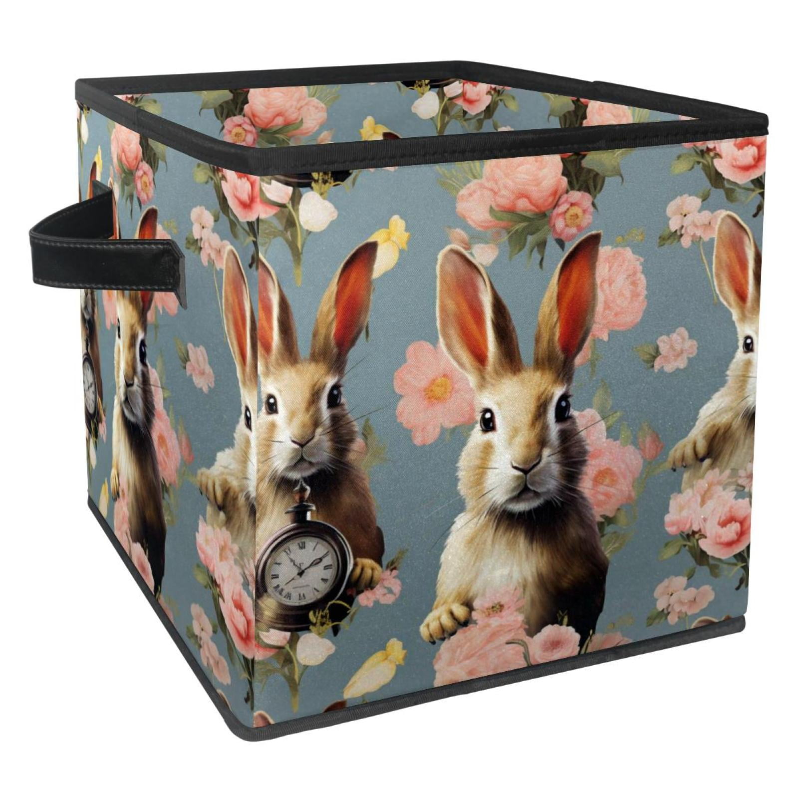 Rabbit Foldable Toy Box with Handle, 10.8"x10.5"x10.6", Large Capacity ...