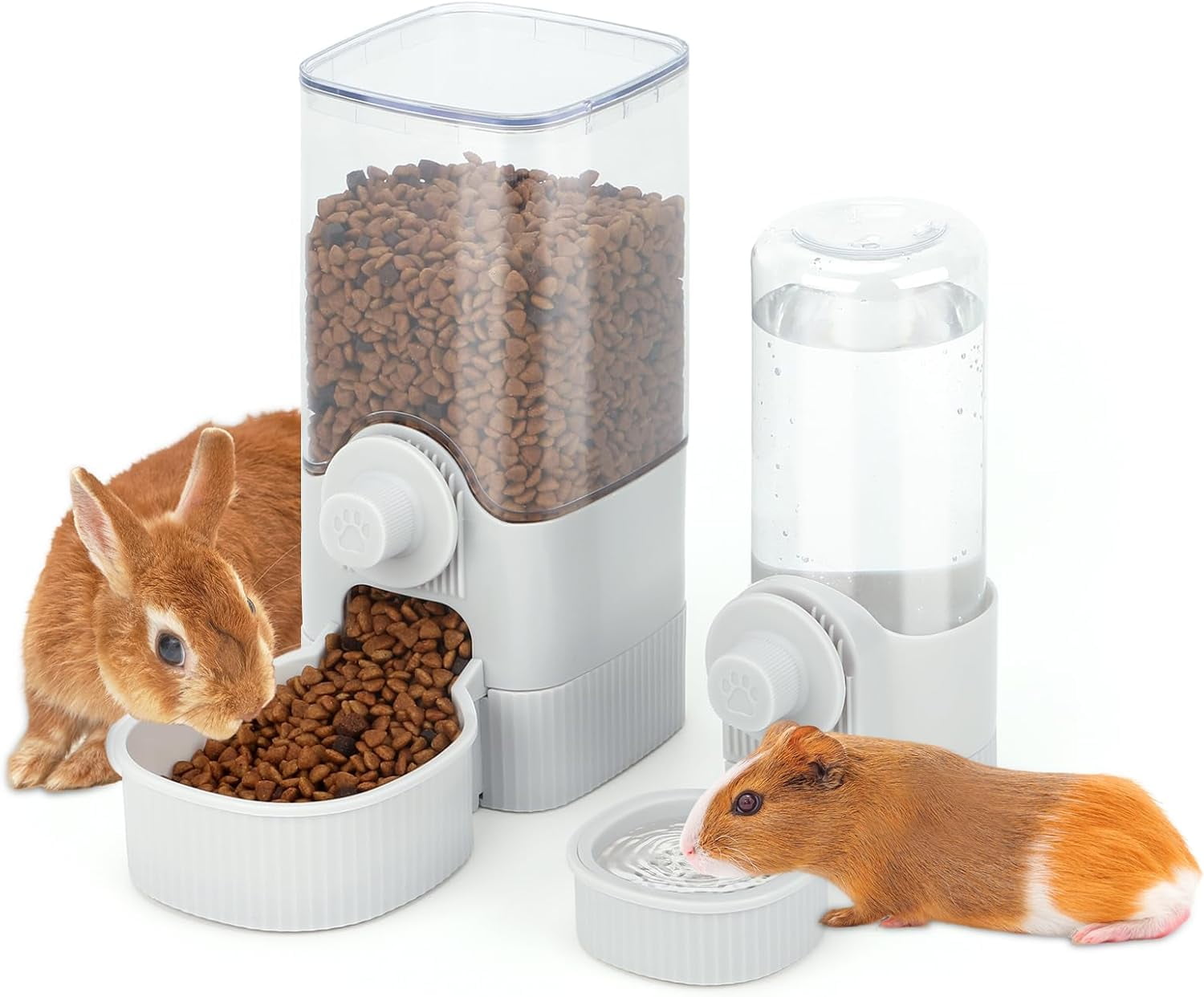 Rabbit Food Water Dispenser, Large Capacity Bunny Feeder for Cages ...