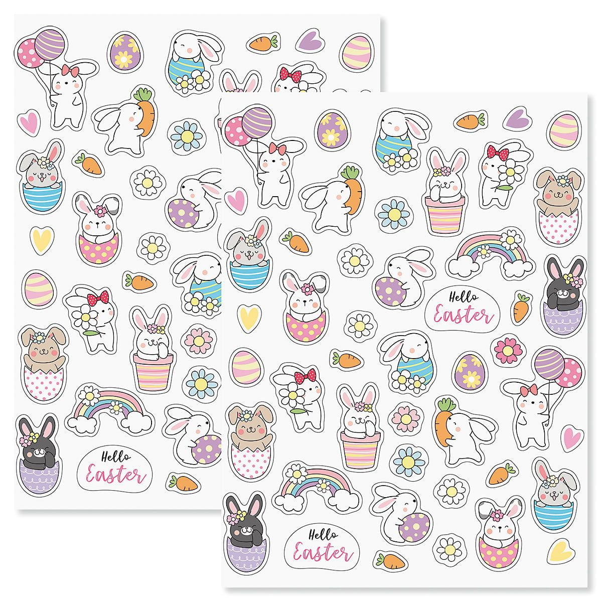 Current Rabbit Friends Easter Stickers - 94 Stickers, Two 8-1/2" x 11 ...