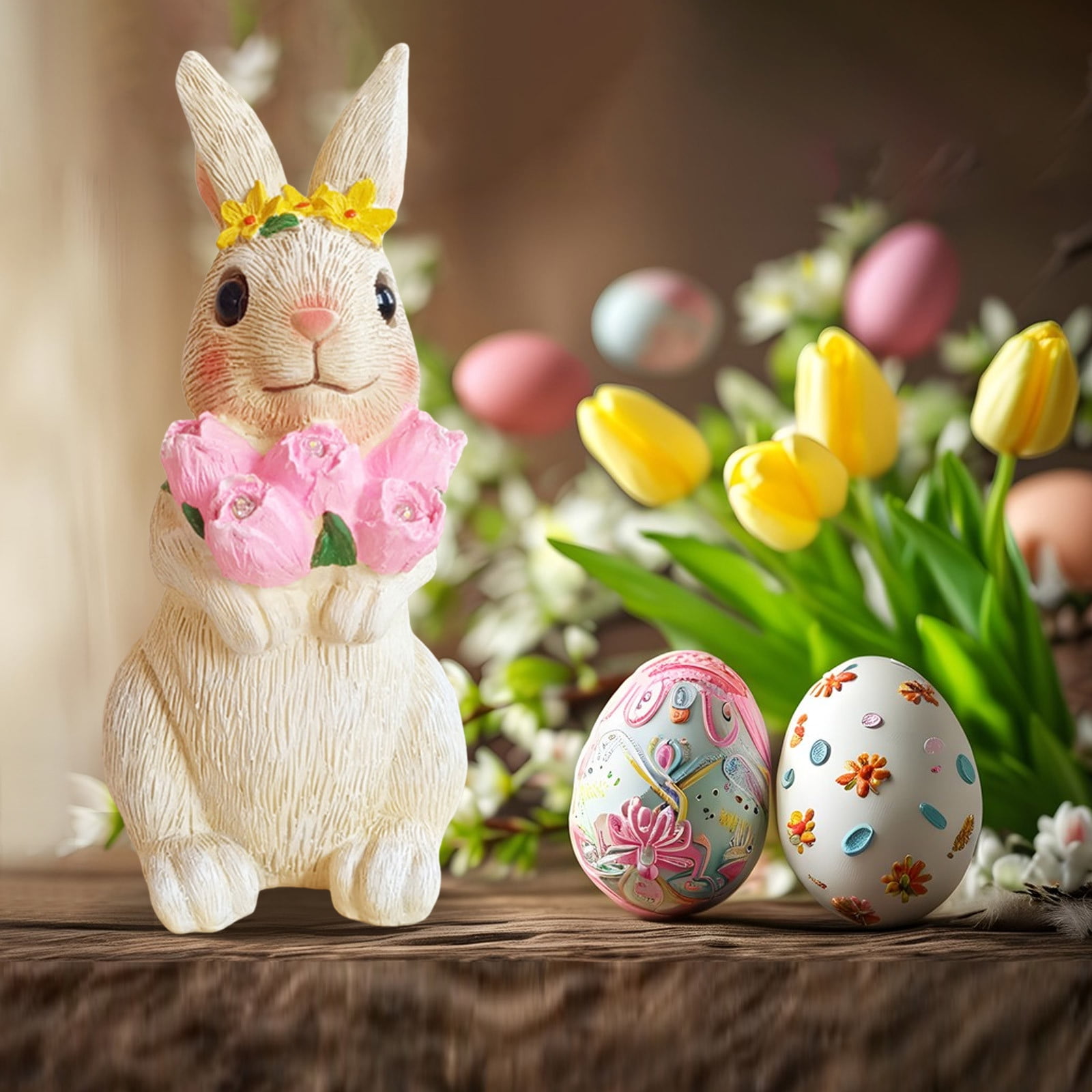 Rabbit Garden Ornaments Bunny Decor Solar Statue Lawn Yard Waterproof ...