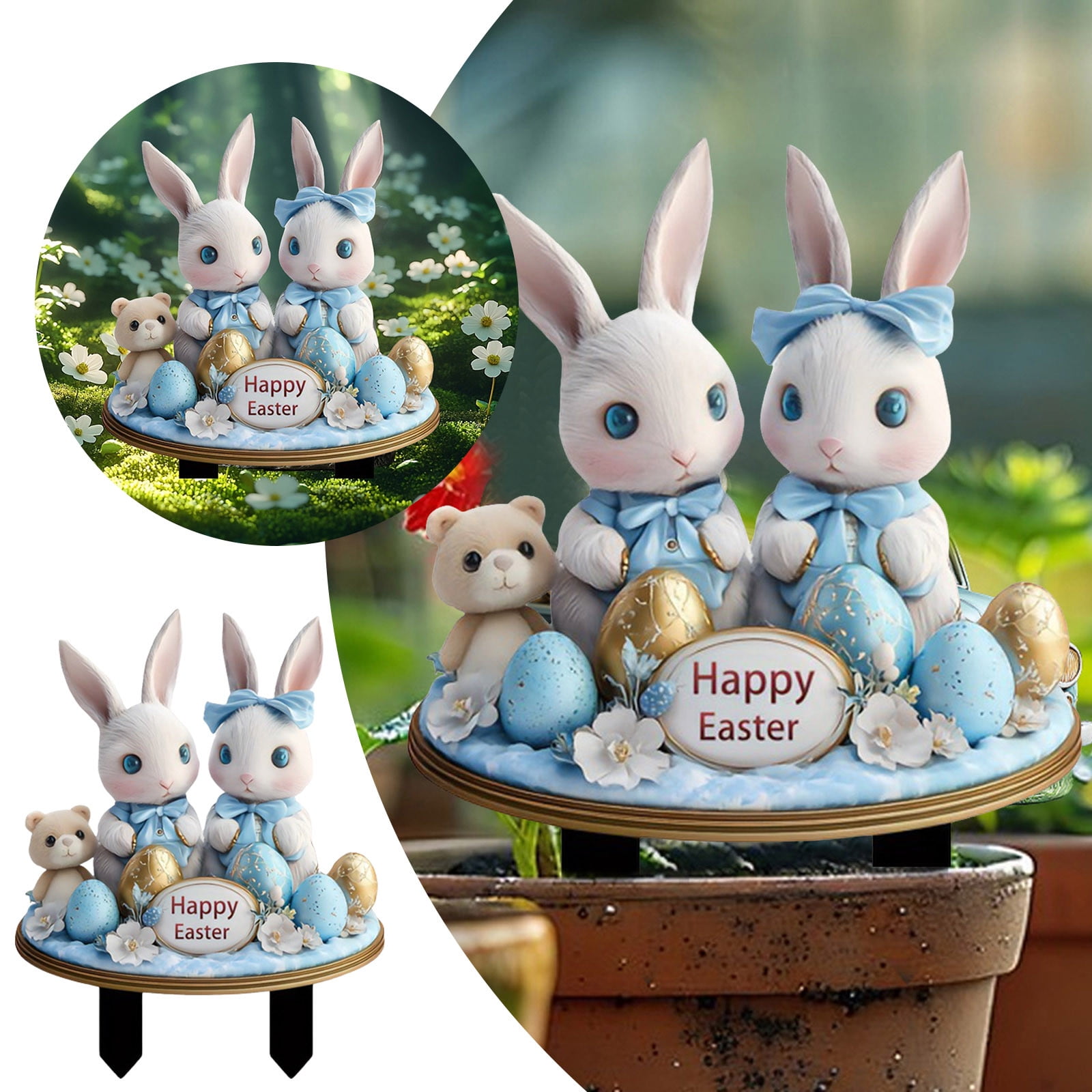 Rabbit Garden Stake - Outdoor Decor, 2D Acrylic Ground Insert for ...