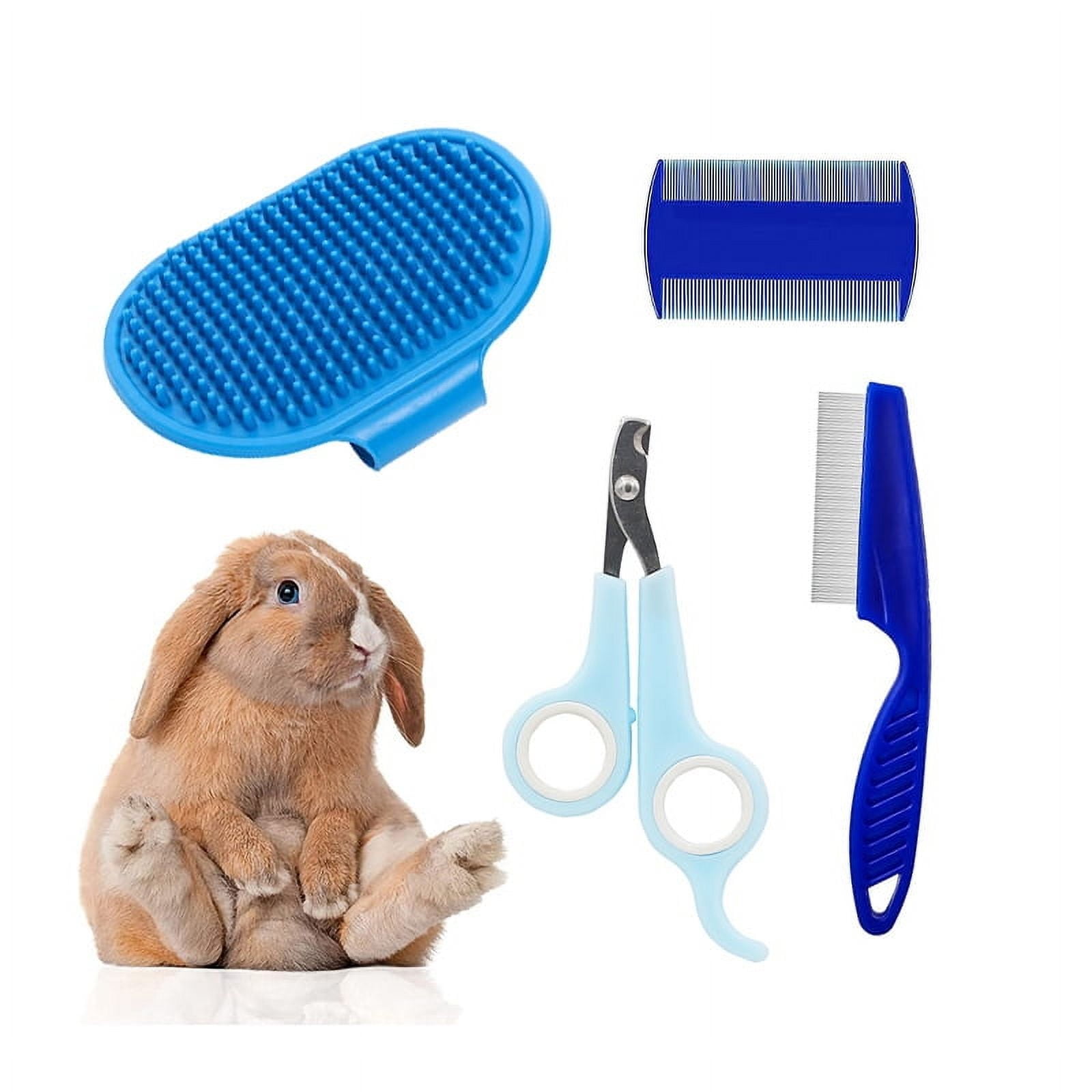 Rabbit Grooming Kit Tear Stain Remover Cleaning Combs Pet Nail Clipper ...